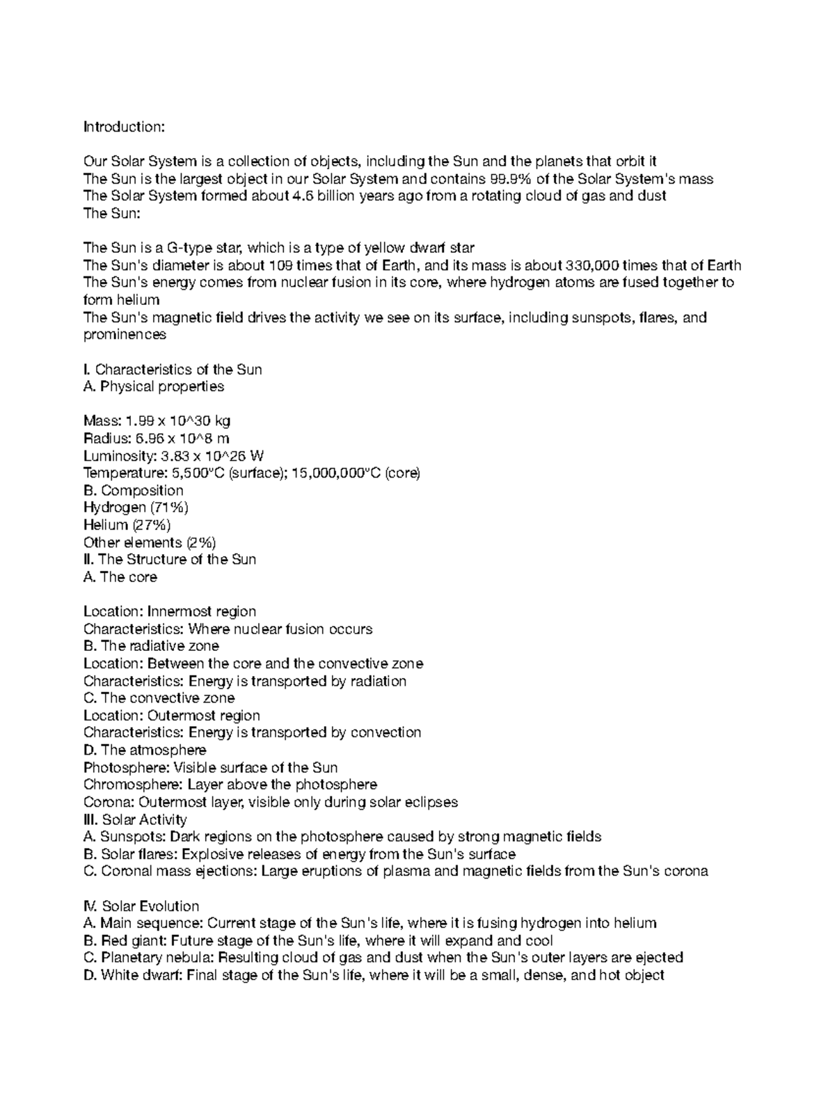 Solar System/the Sun/Planets - Introduction: Our Solar System is a ...