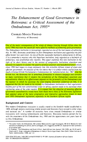 Botswana Ombudsman Act copy - CHAPTER 02: OMBUDSMAN ACT- BOTSWANA ...