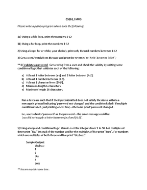 HW7 - practice material for kramer - HW 7 3 Functions Create a program which models an ATM ...