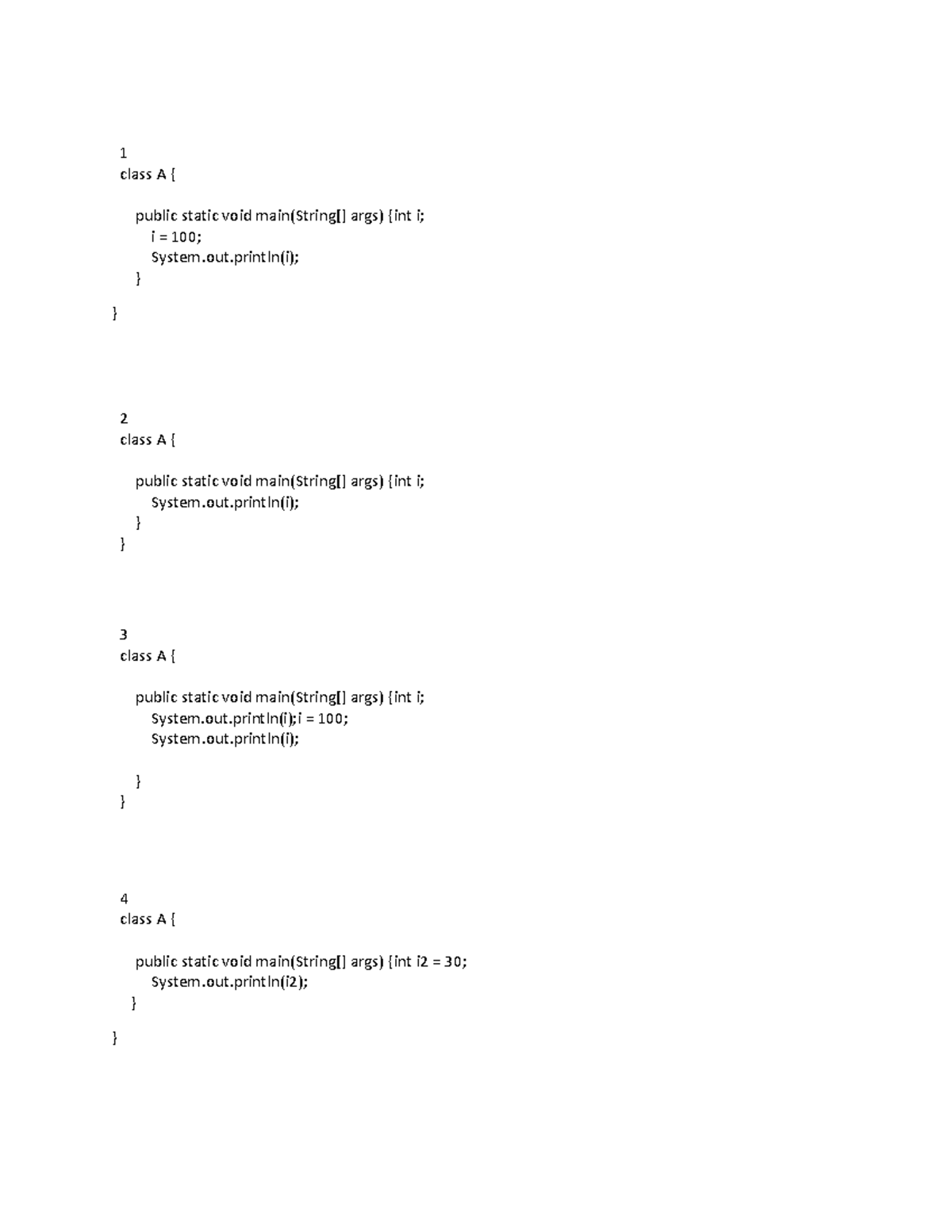 Variables Questions Oopc Concepts Question Class A Public Static Void Mainstring Args