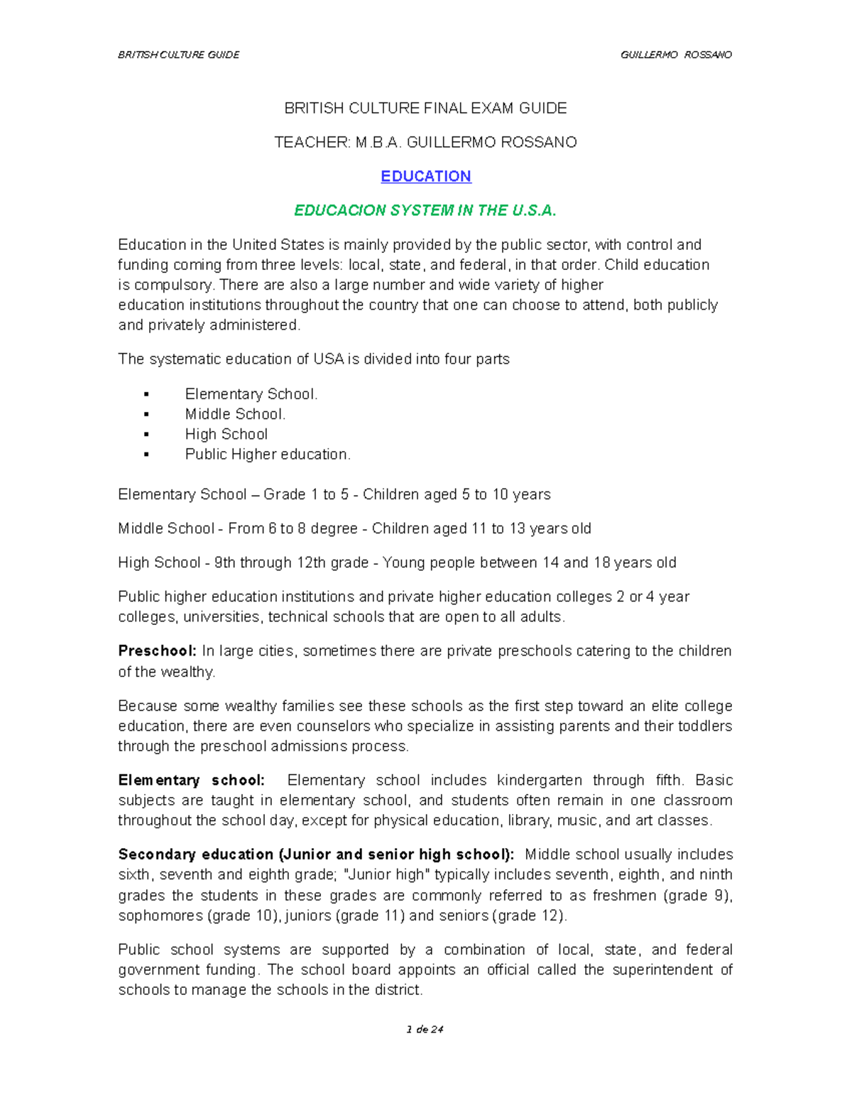 British Culture Final EXAM Guide - BRITISH CULTURE FINAL EXAM GUIDE ...