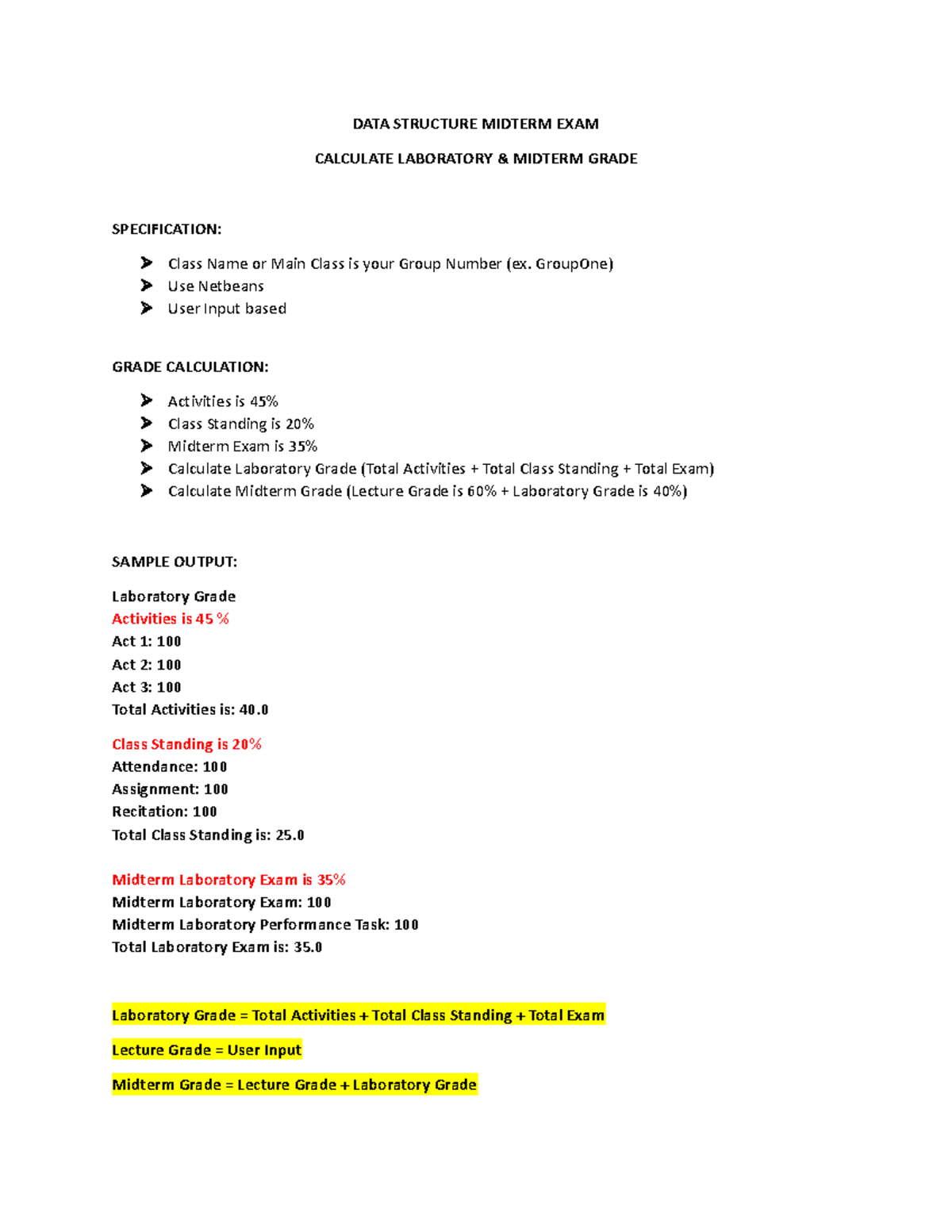 Option 2 - For school purposes - DATA STRUCTURE MIDTERM EXAM CALCULATE LABORATORY & MIDTERM ...