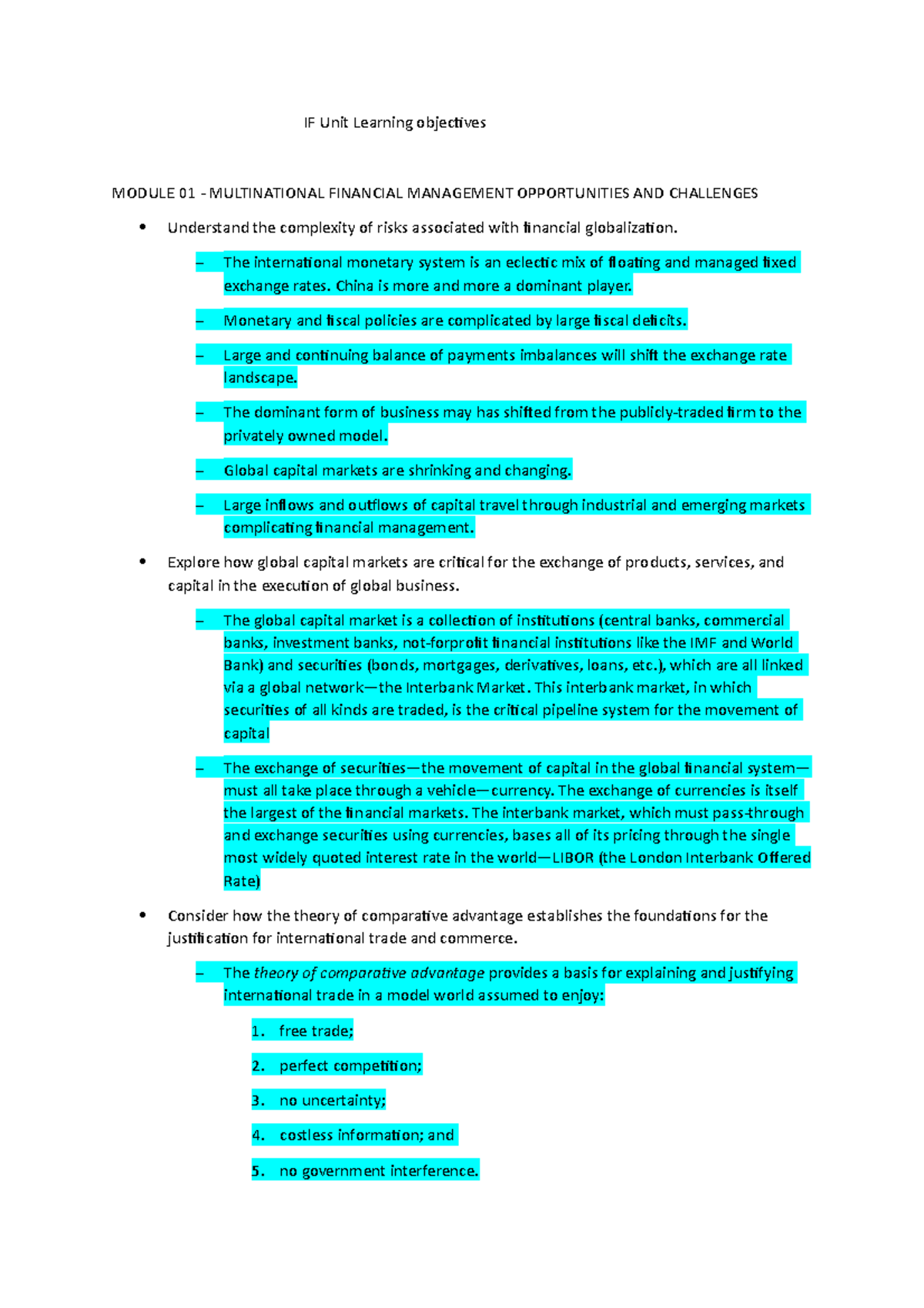 Unit Learning objectives - IF Unit Learning objectives MODULE 01 ...