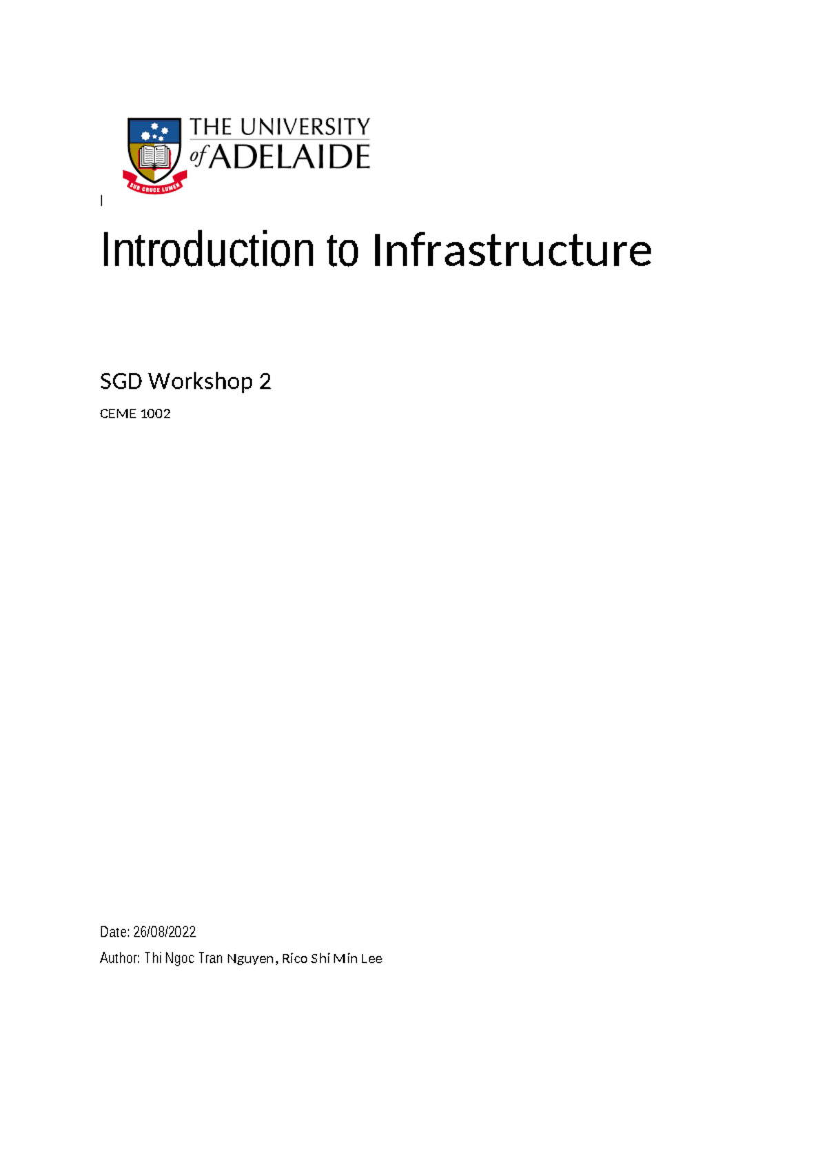 SGD Workshop 2 - l Introduction to Infrastructure SGD Workshop 2 CEME ...