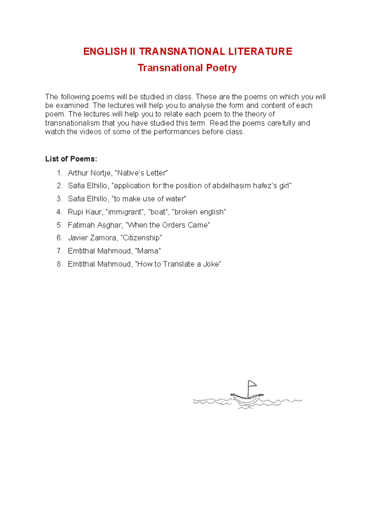 Transnational Poems with Notes and Key Questions - ENGLISH II ...