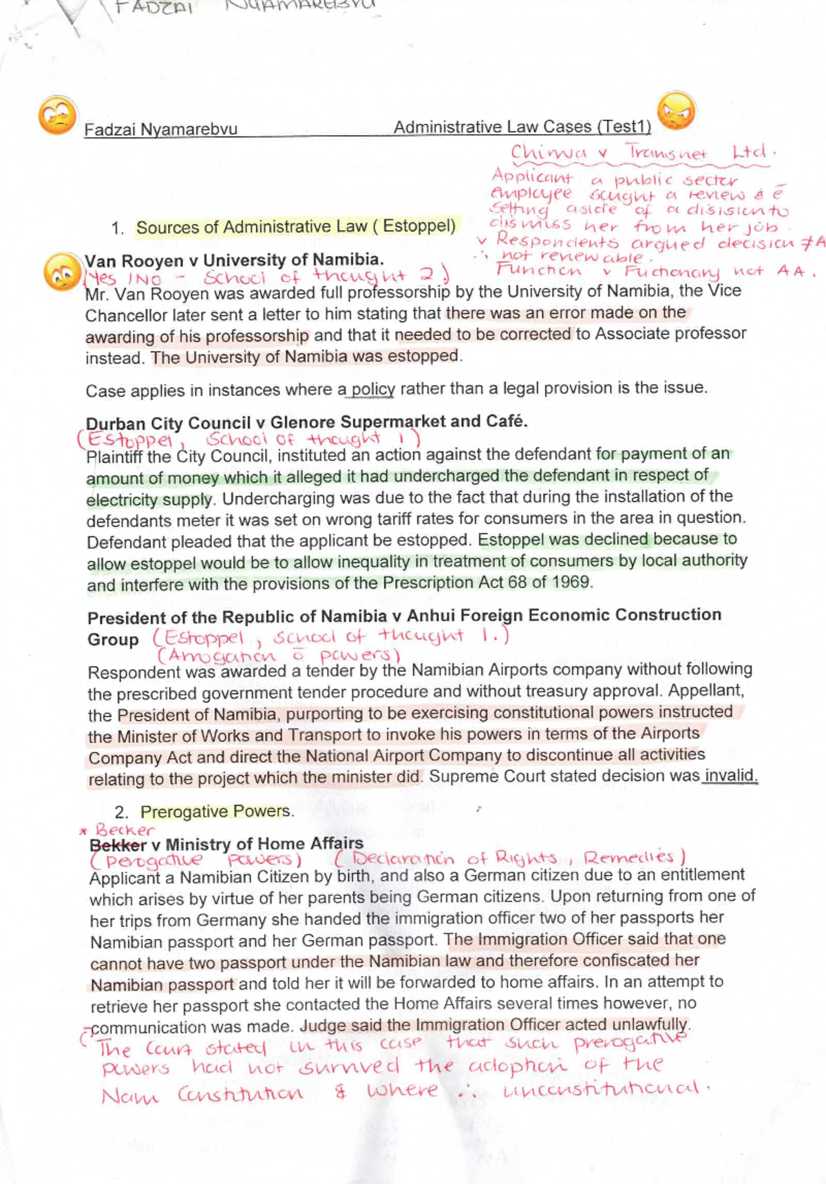 Admin Summarised Cases for exam - Administrative Law - Studocu
