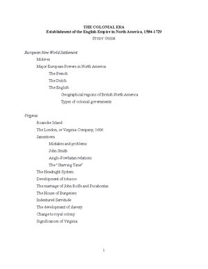 Chapter 2 - England and Its American Colonies, 1607-1732 - Chapter 2 ...