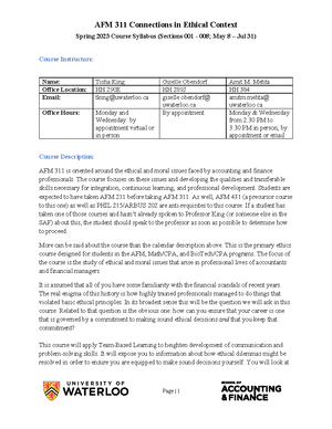 AFM 311 Notes - Chapter 2: Ethical principles and reasoning – Models of ...