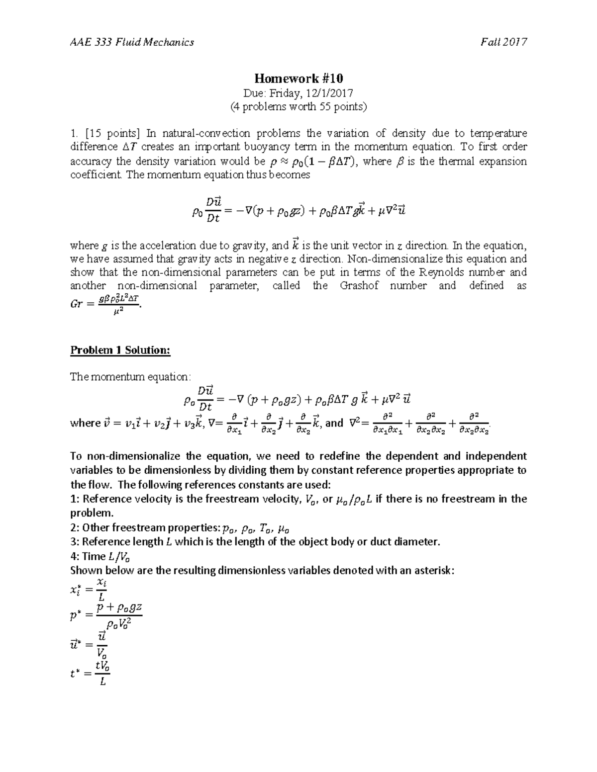 HW10 AAE333 2017 Fall Solution Homework Due Friday 12 1 4
