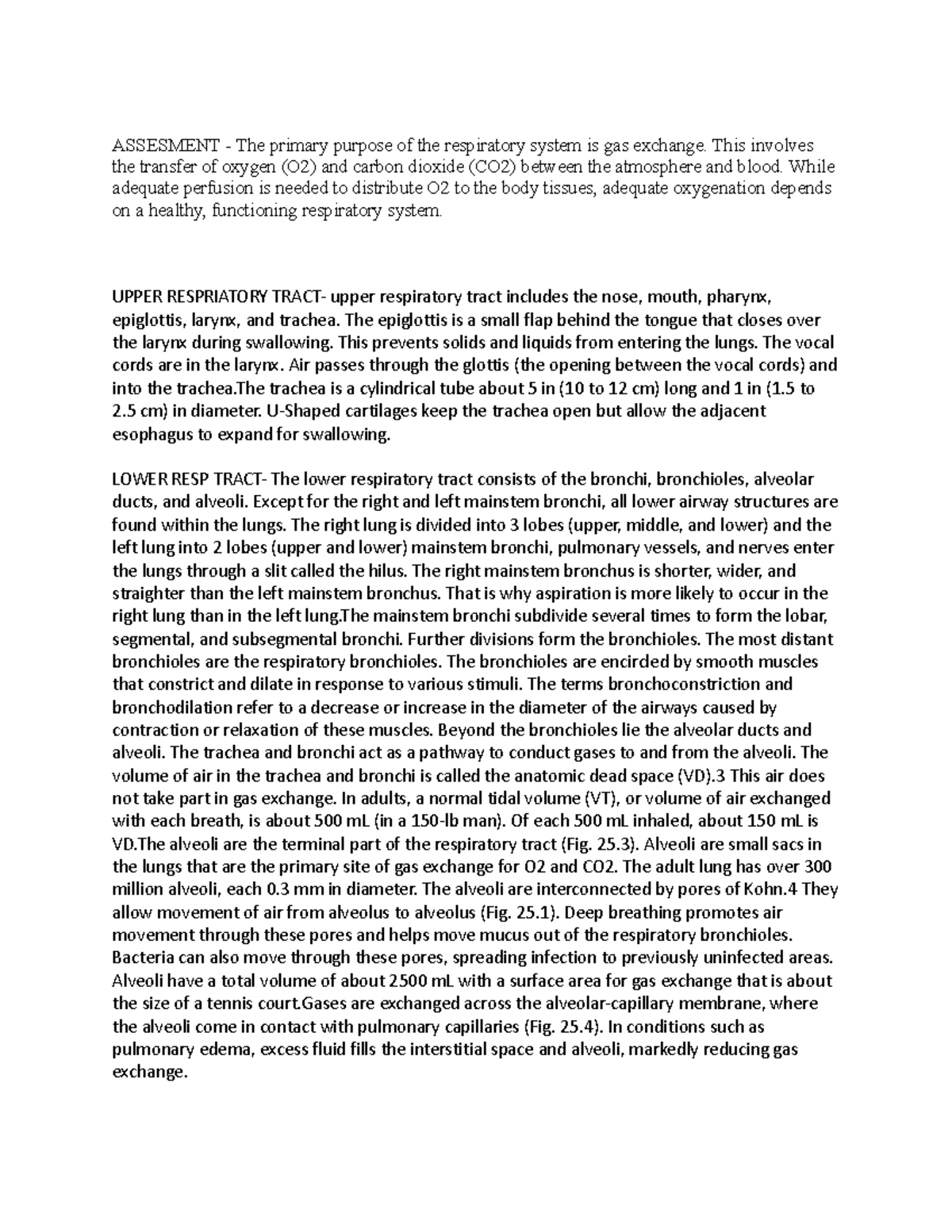 Chapter 25 Lewis - Notes on Asthma and COPD - ASSESMENT - The primary ...