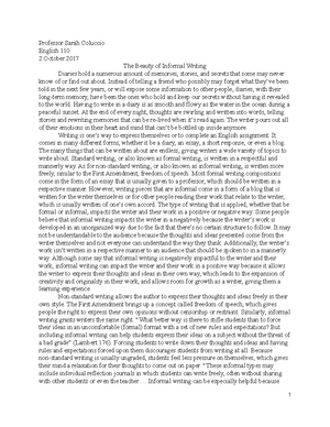 Organization of paragraphs (English 110) - ENGL 110 - Studocu