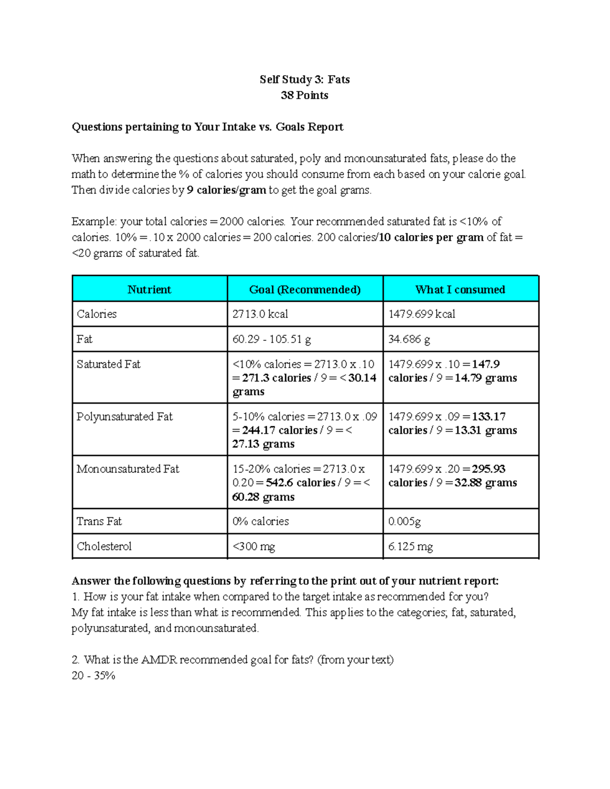 Self Study 3 Fats - ... - BIO 220 - DCCC - Studocu