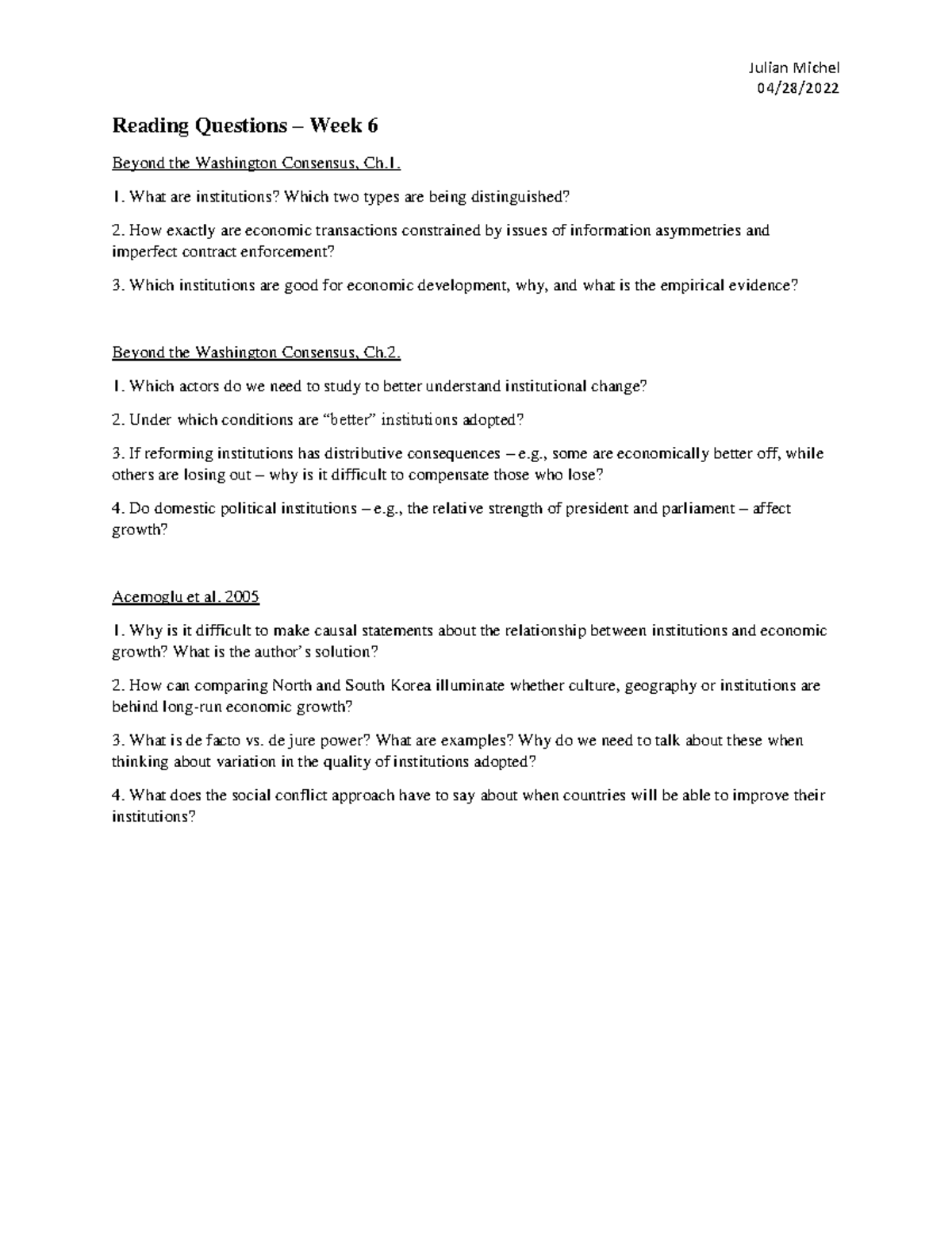 Reading Questions Week 6 - Julian Michel 04/28/ Reading Questions ...