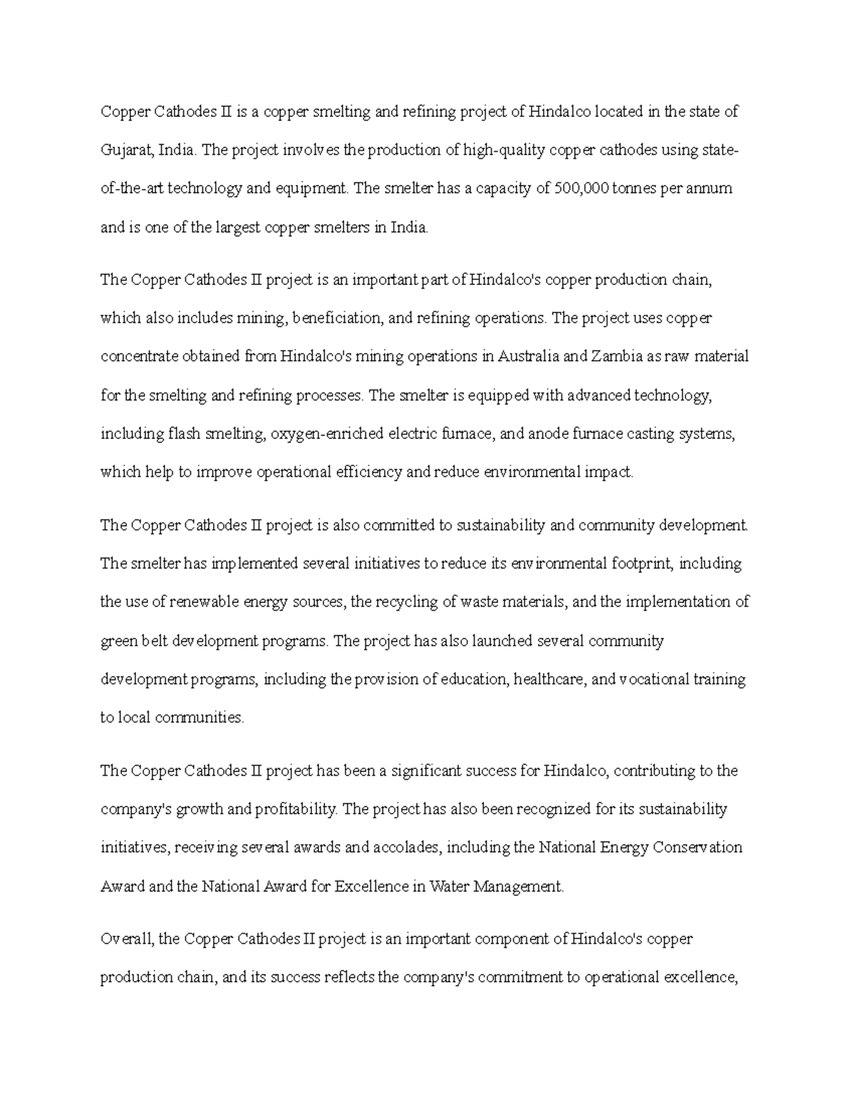 14 - Hindalco - Copper Cathodes II is a copper smelting and refining ...