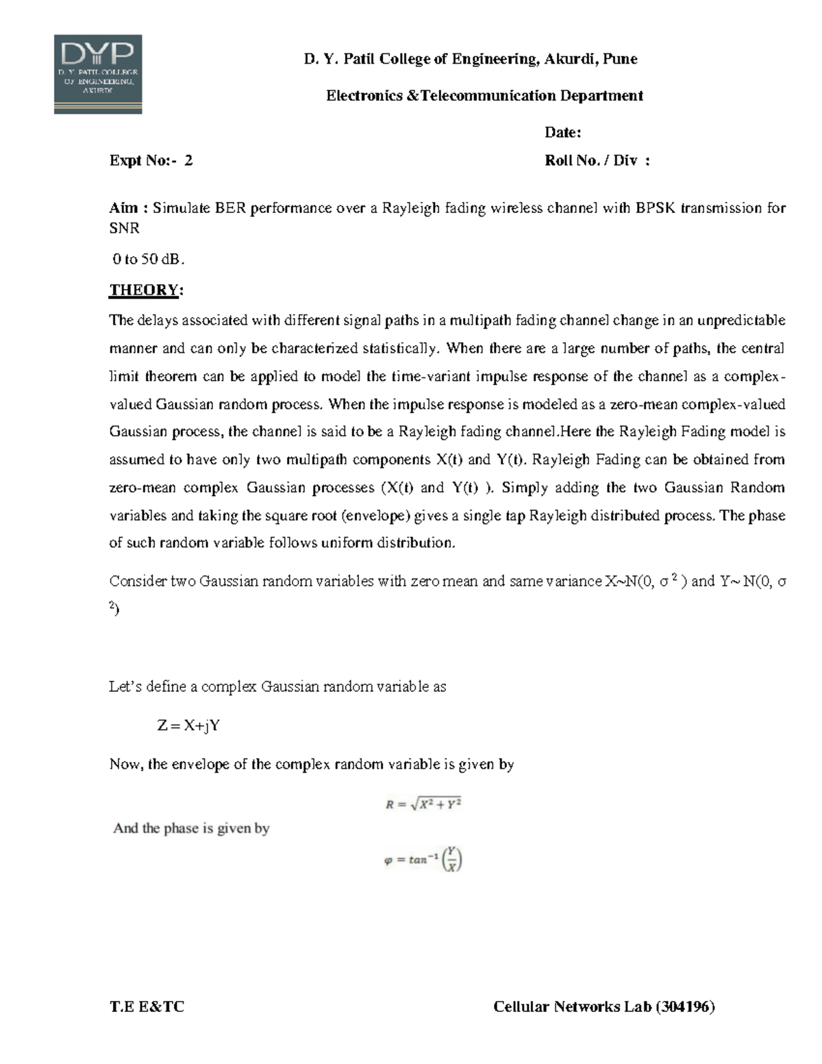 EXPT No - DKSK - Electronics &Telecommunication Department Date: Expt ...