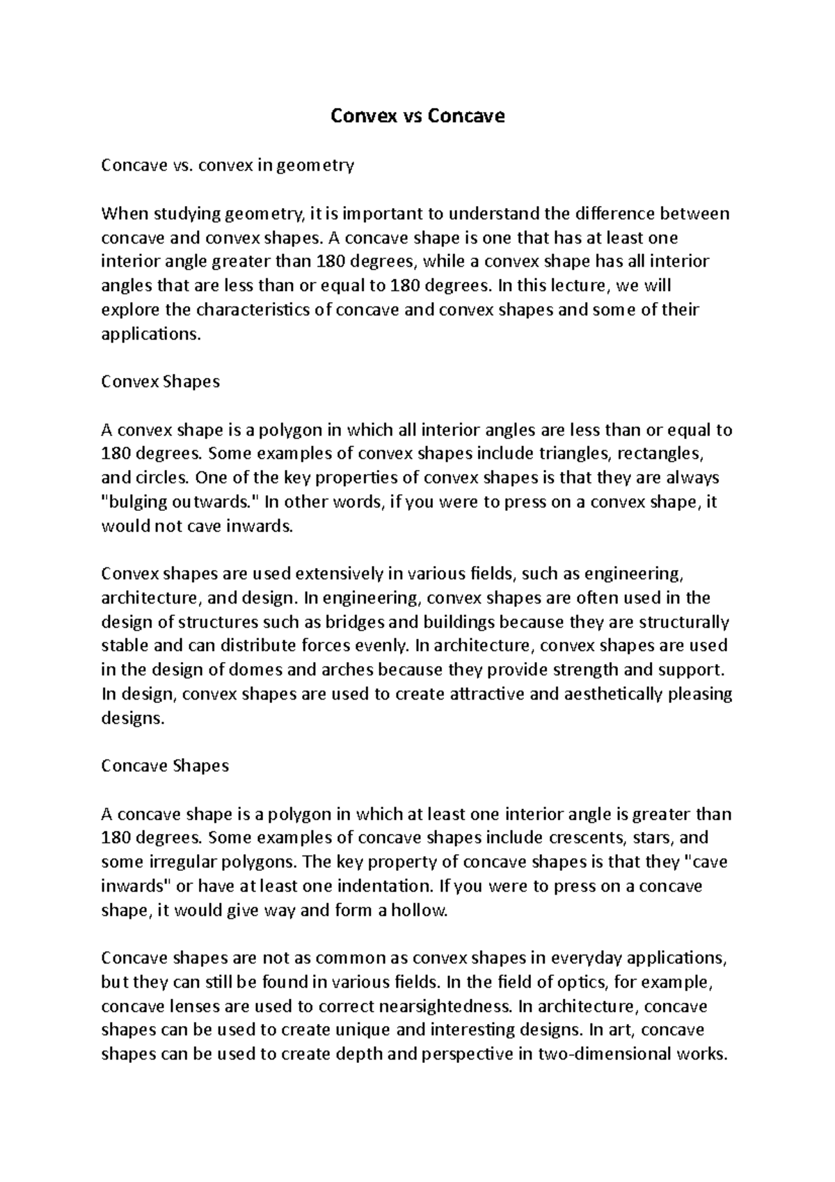 Convex vs Concave - Convex vs Concave Concave vs. convex in geometry ...