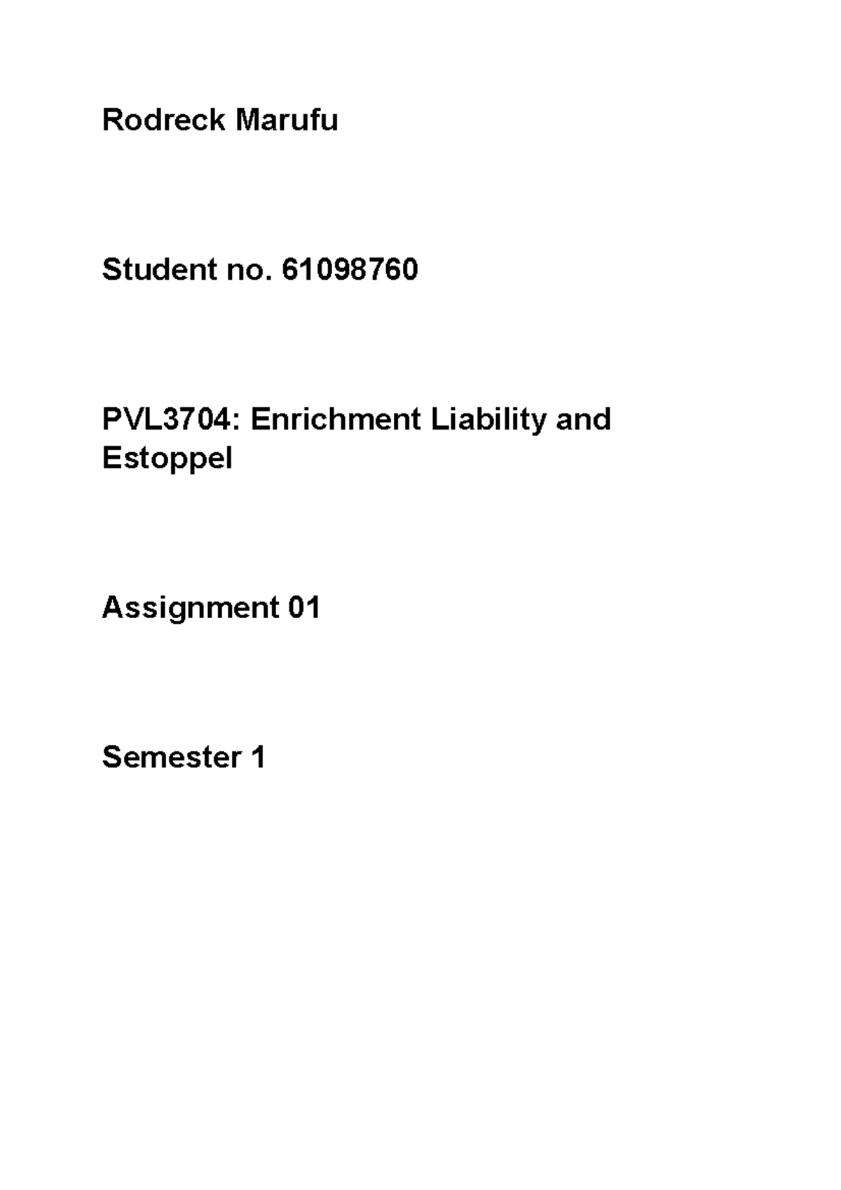 Rodreck Marufu pvl3704 assignment 01 - Rodreck Marufu Student no. 61098760 PVL3704: Enrichment ...