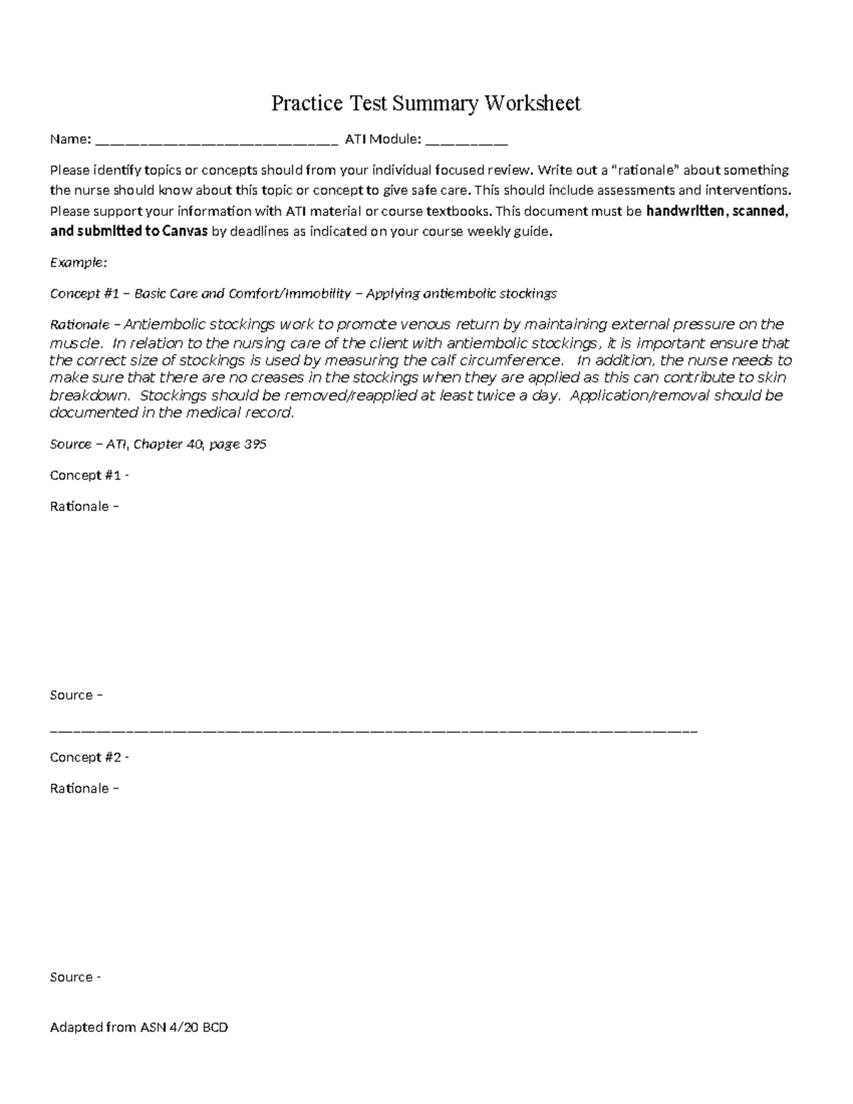 ATI+Practice+Test+Summary+Worksheet - Practice Test Summary Worksheet ...