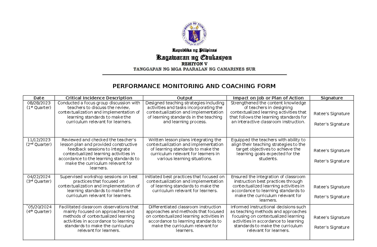 PMCF 7 - Performance Monitoring and Commitment Form - PERFORMANCE ...