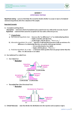 Lesson Guide Standard Scores - - Studocu
