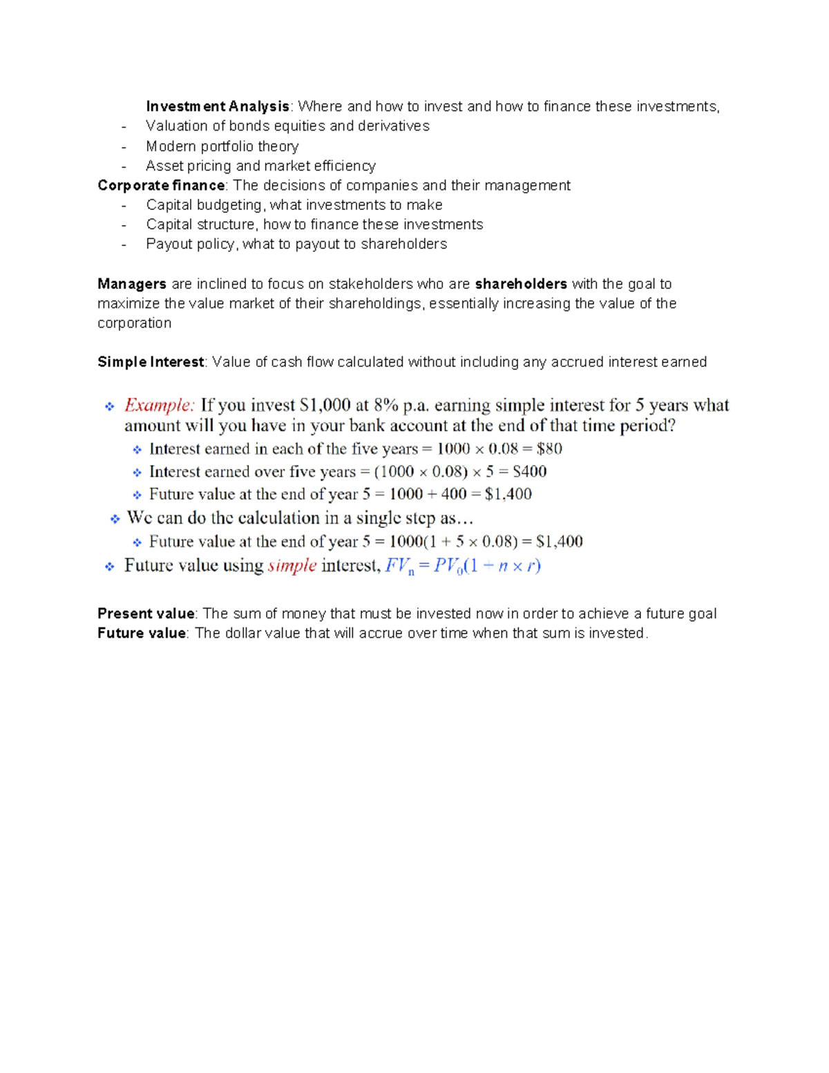 Principles of Finance Lecture 1 Notes - Investment Analysis: Where and ...