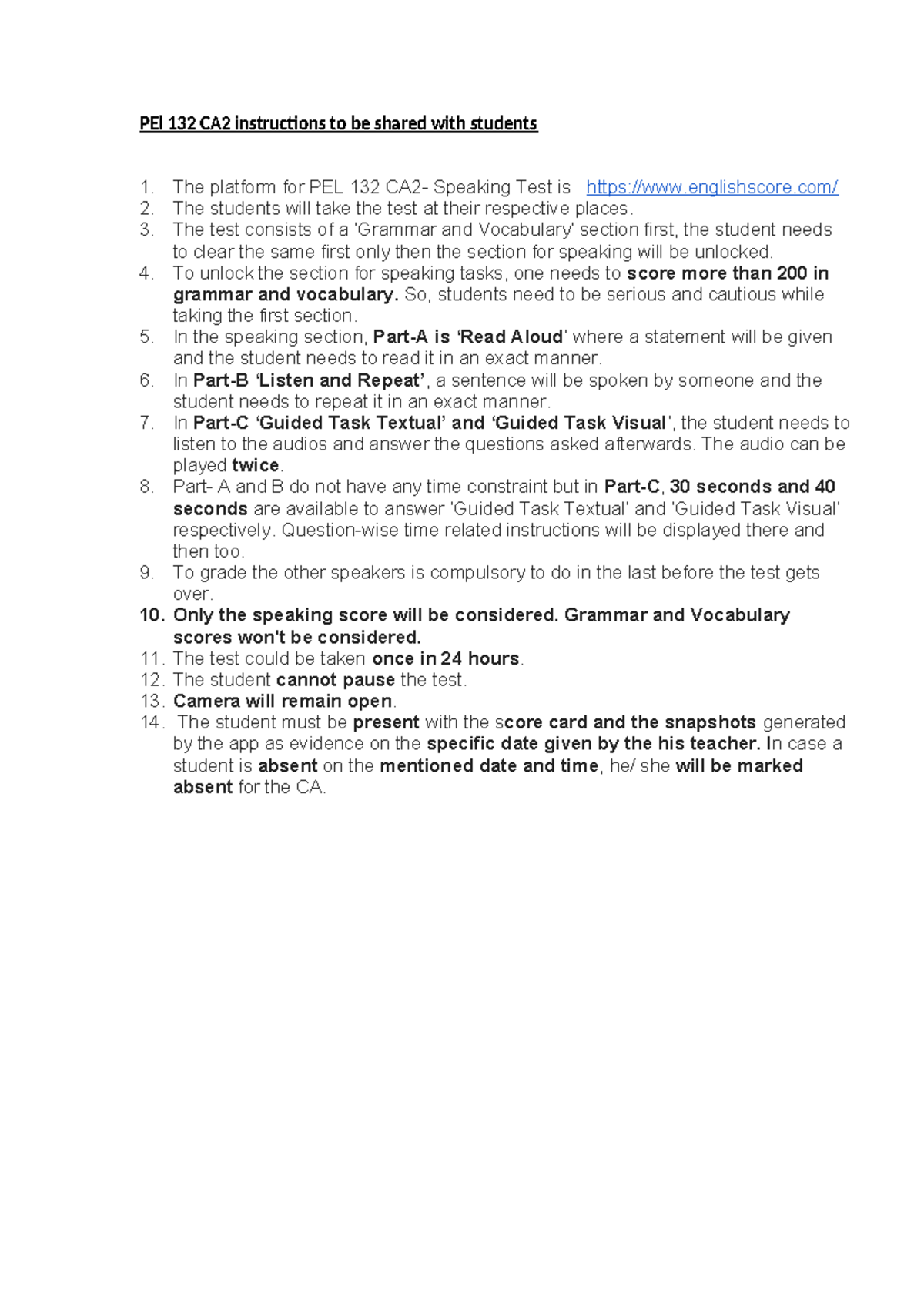 PEL 132 CA2 instructions for students - PEl 132 CA2 instructions to be ...