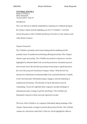 Tutorial 4 - Example IRAC Structure - 75% - A) Before advising Sam on ...