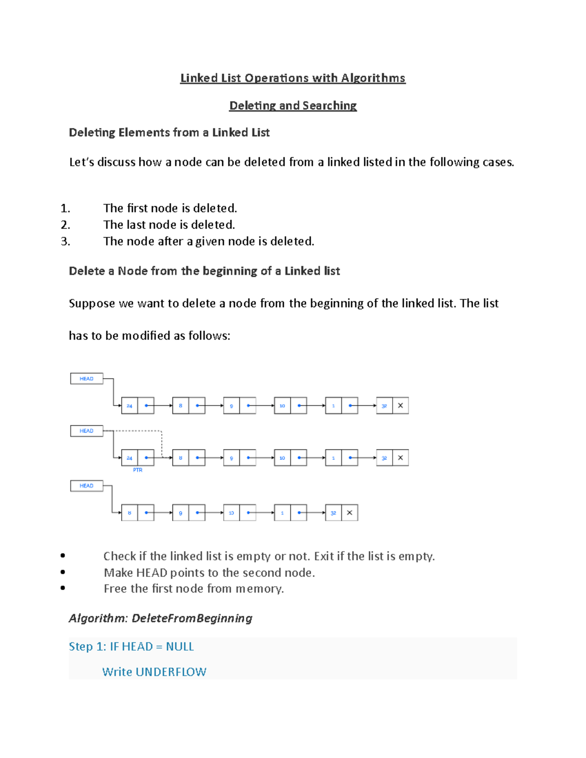 Linked List Operations - Deletion and Searching , Delete from the ... Linked List Operations - Deletion and Searching , Delete from the ...