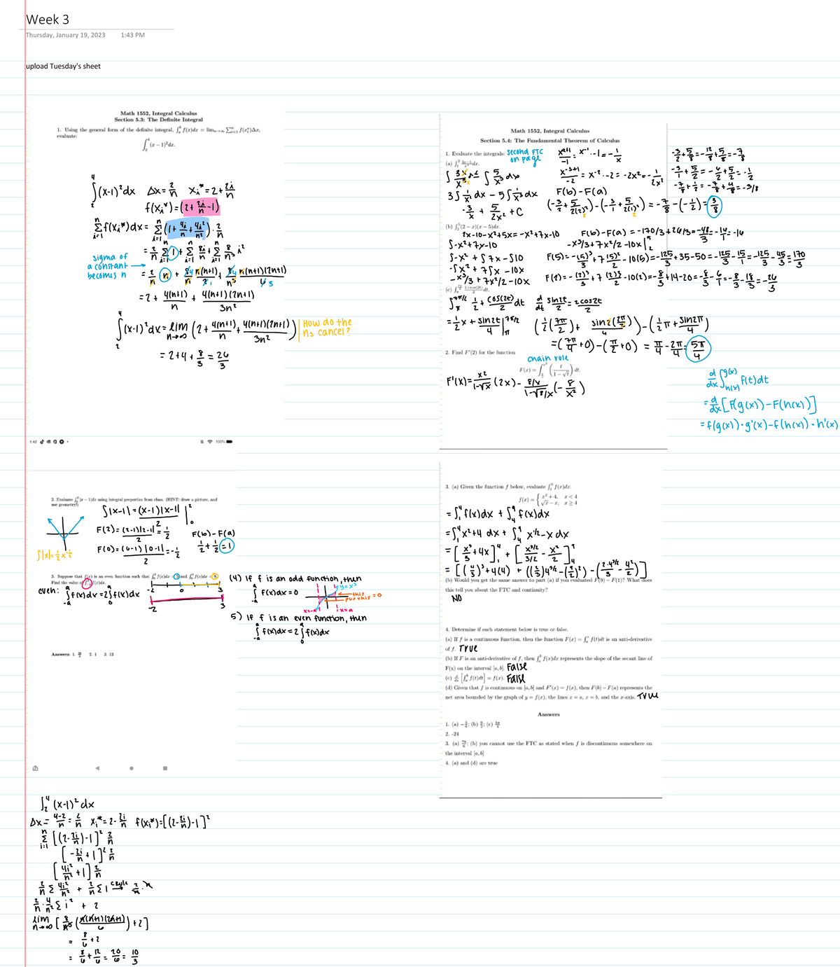 Week 3 Integral Studio Worksheet - MATH1552 - Georgia Tech - Studocu