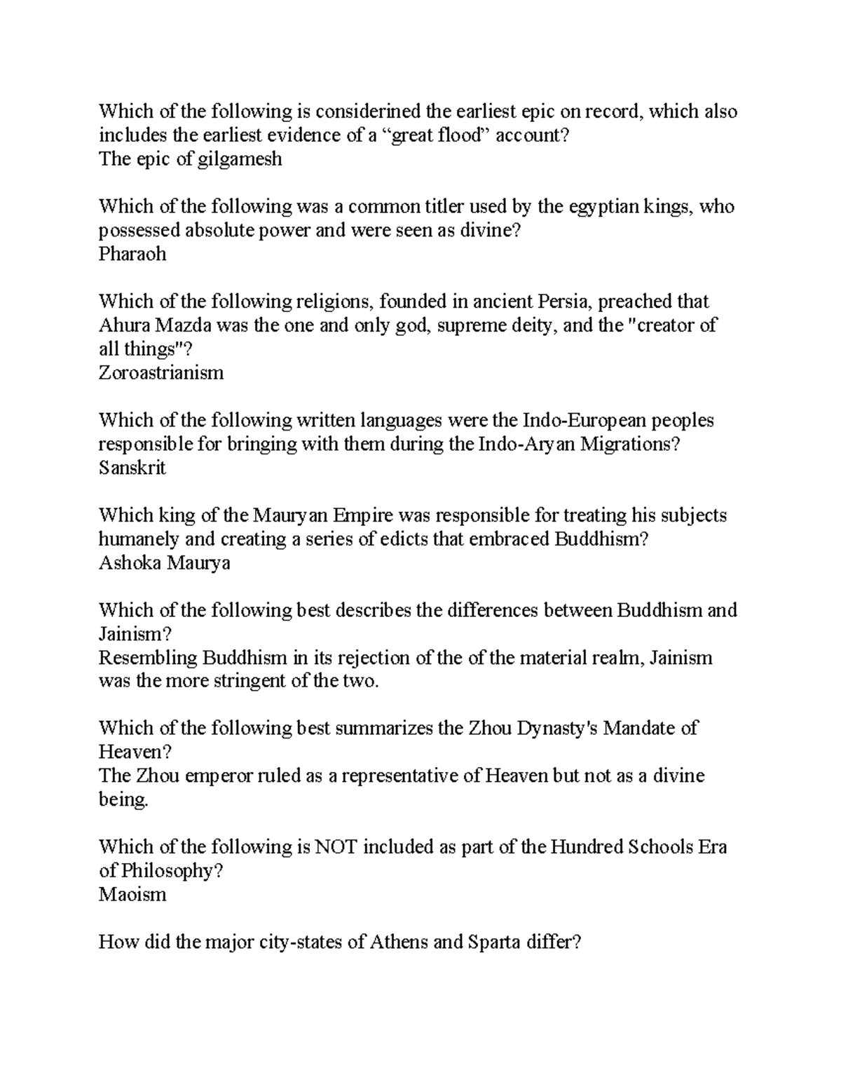 His 103 - esssay - Which of the following is considerined the earliest ...