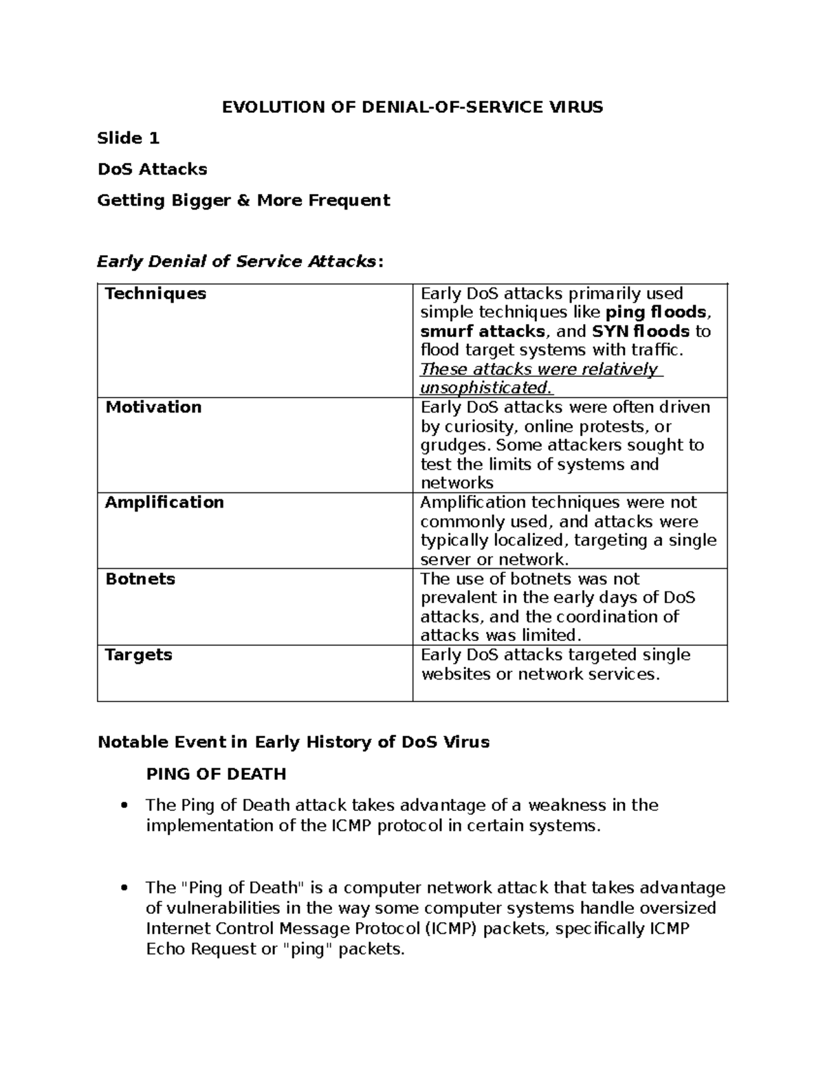 Evolution-OF-DoS - EVOLUTION OF DENIAL-OF-SERVICE VIRUS Slide 1 DoS ...