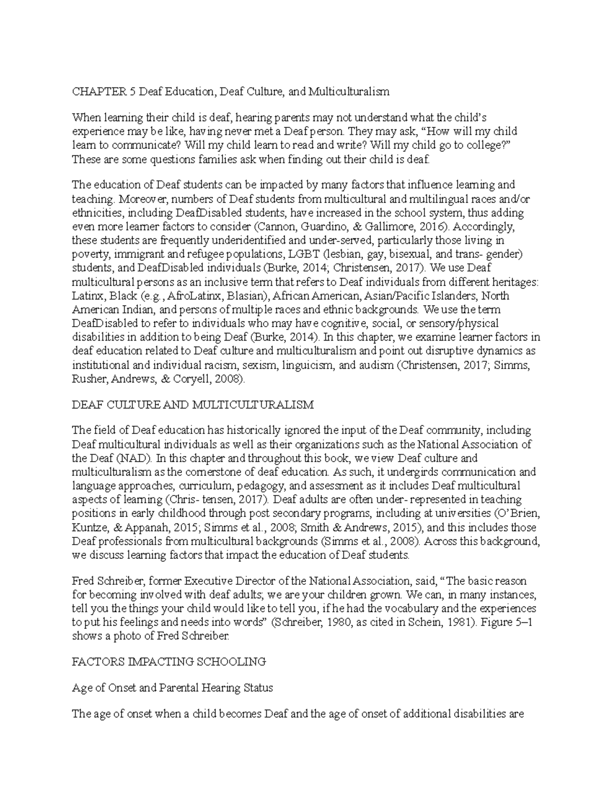 Chapter 5 Deaf Education, Deaf Culture, and Multiculturalism - CHAPTER ...