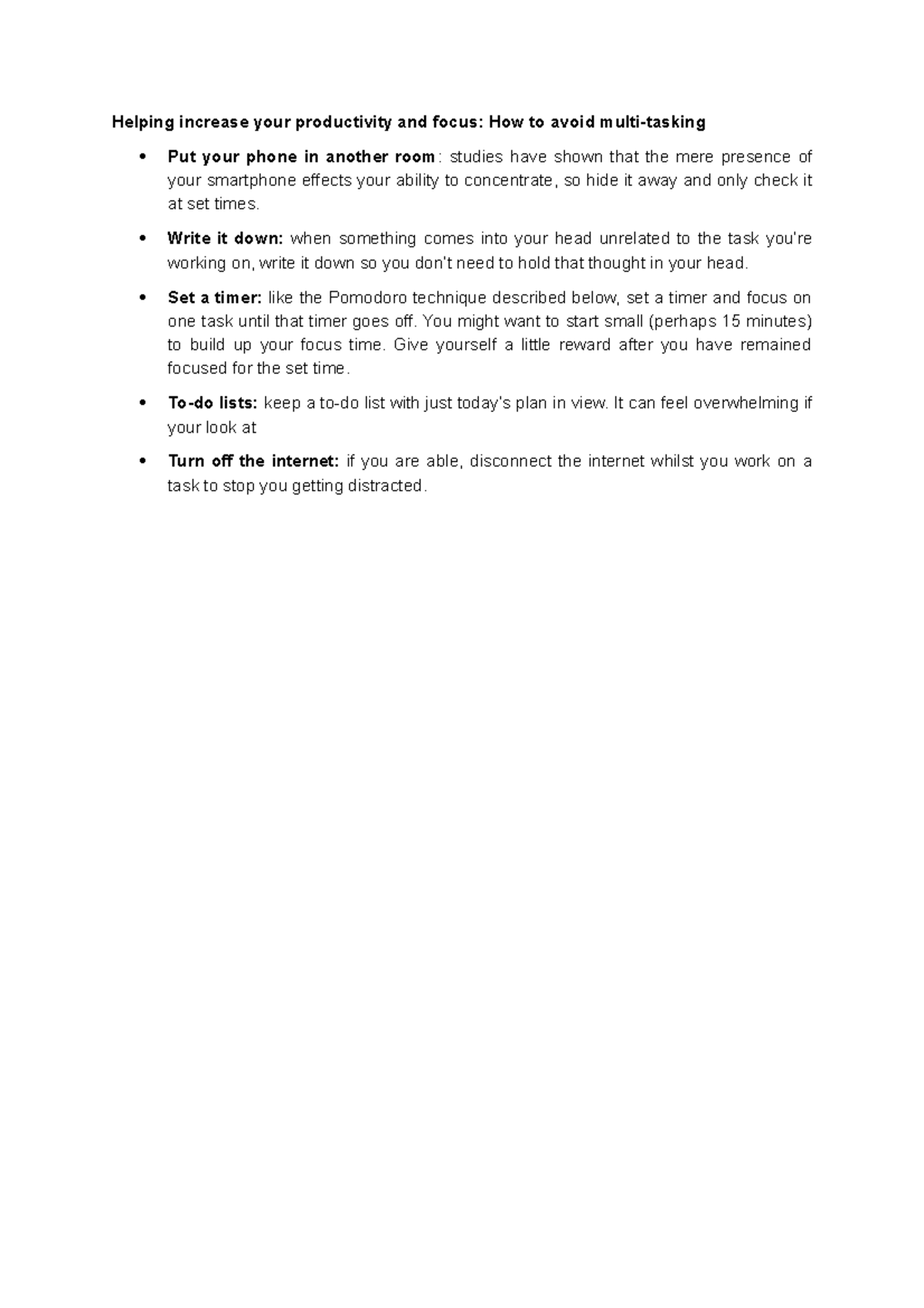 Task 3 - Resource - How to avoid multi-tasking - Helping increase your ...