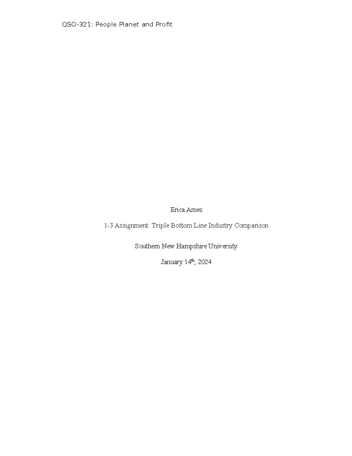 1-3 Assignment Triple Bottom Line Industry Comparison - Erica Ames 1-3 ...