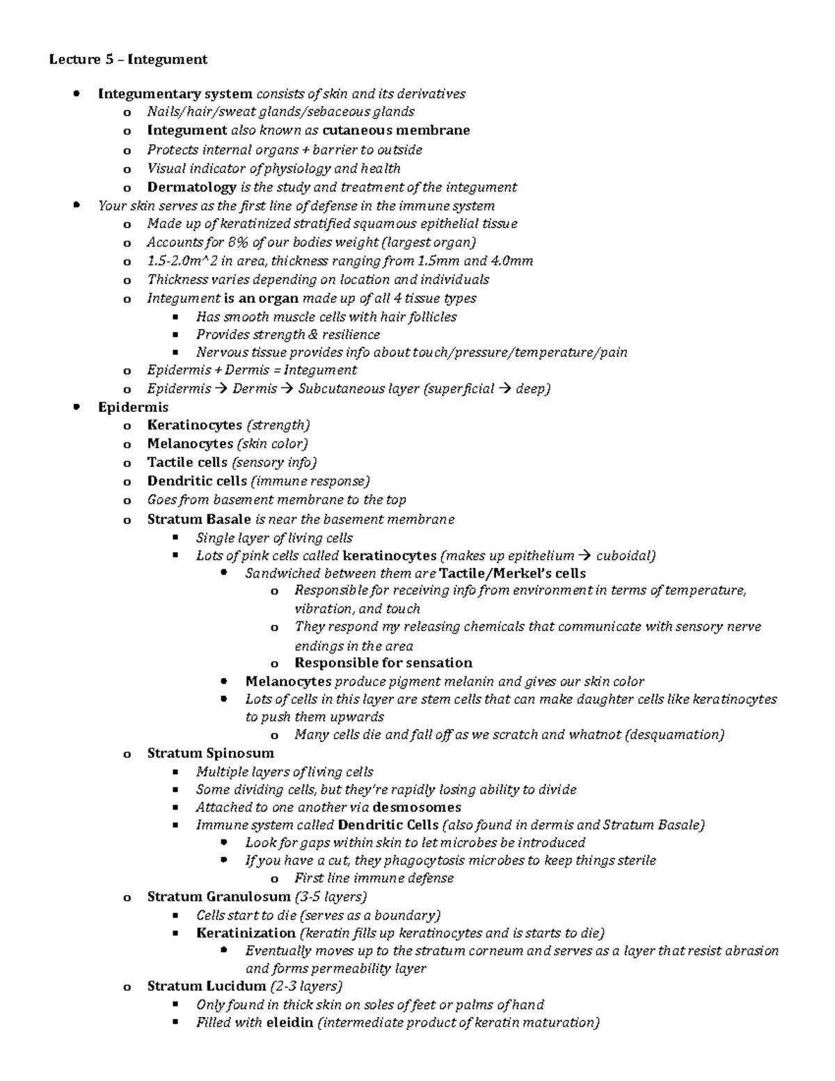 Integument Review - Biol Stuff - Lecture 5 – Integument Integumentary ...
