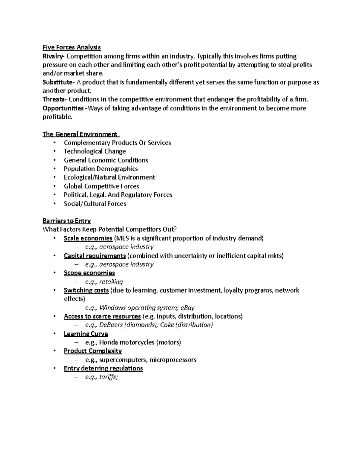 Five Forces Analysis - Lecture notes 1 - Five Forces Analysis ...