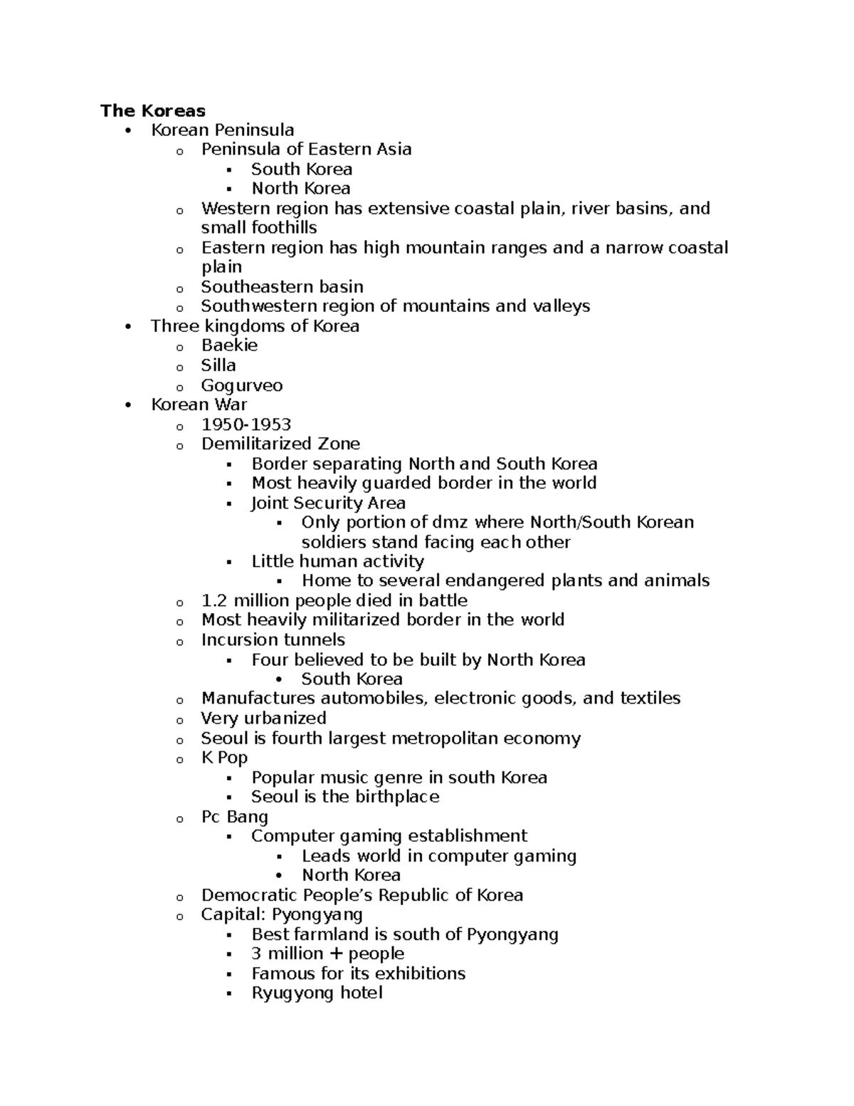 The Koreas Notes - The Koreas Korean Peninsula o Peninsula of Eastern ...