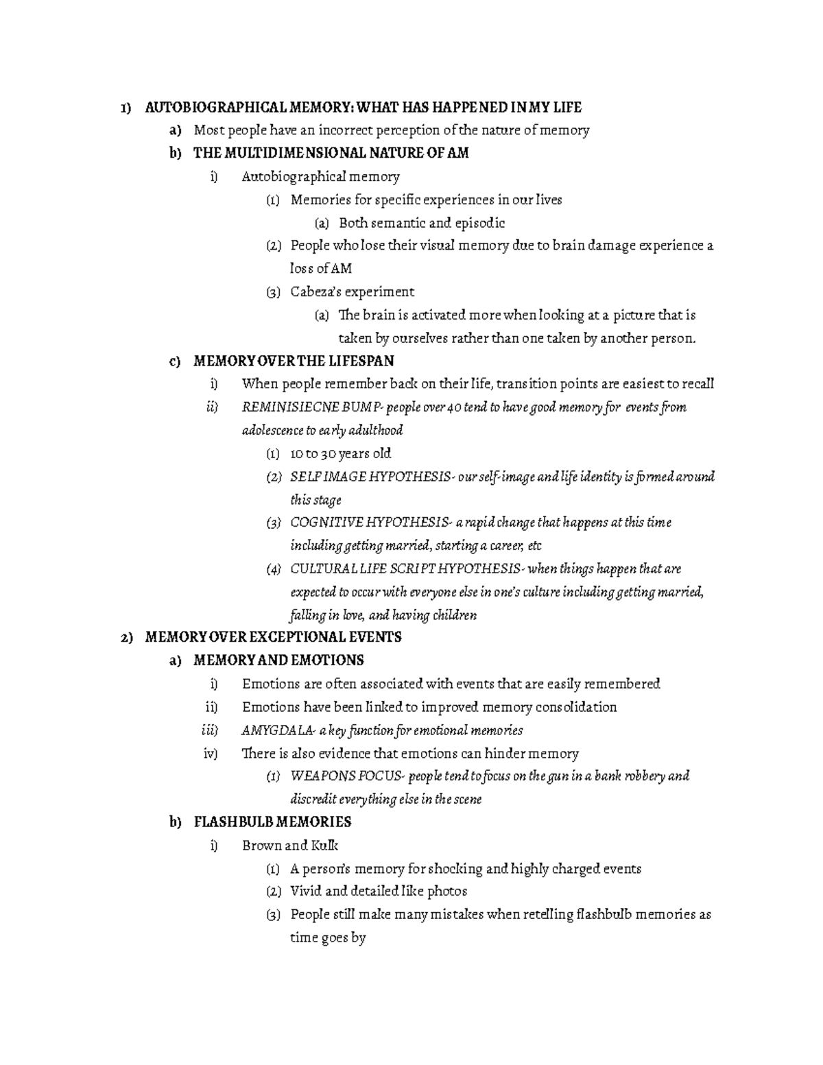 Cognition Ch 8 Everyday Memory And Memory Errors 1 Autobiographical Memory What Has 