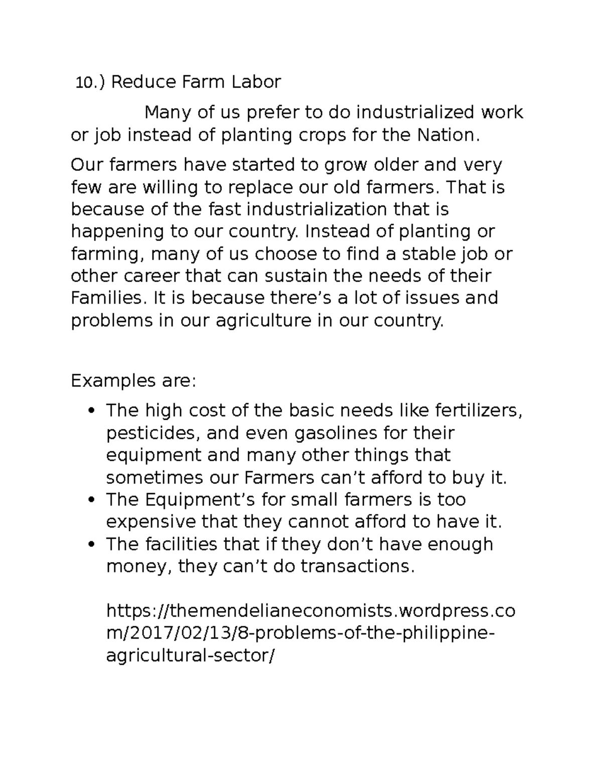 Agri1 - agri - 10 .) Reduce Farm Labor Many of us prefer to do ...