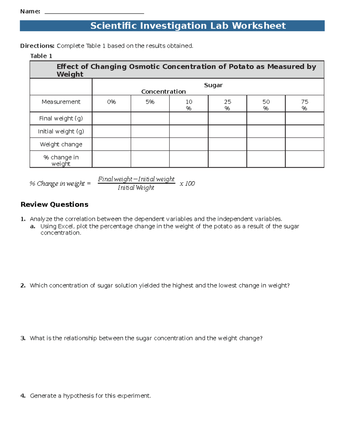 1 Sci Investigation worksheet S20 - Directions: Complete Table 1 based ...