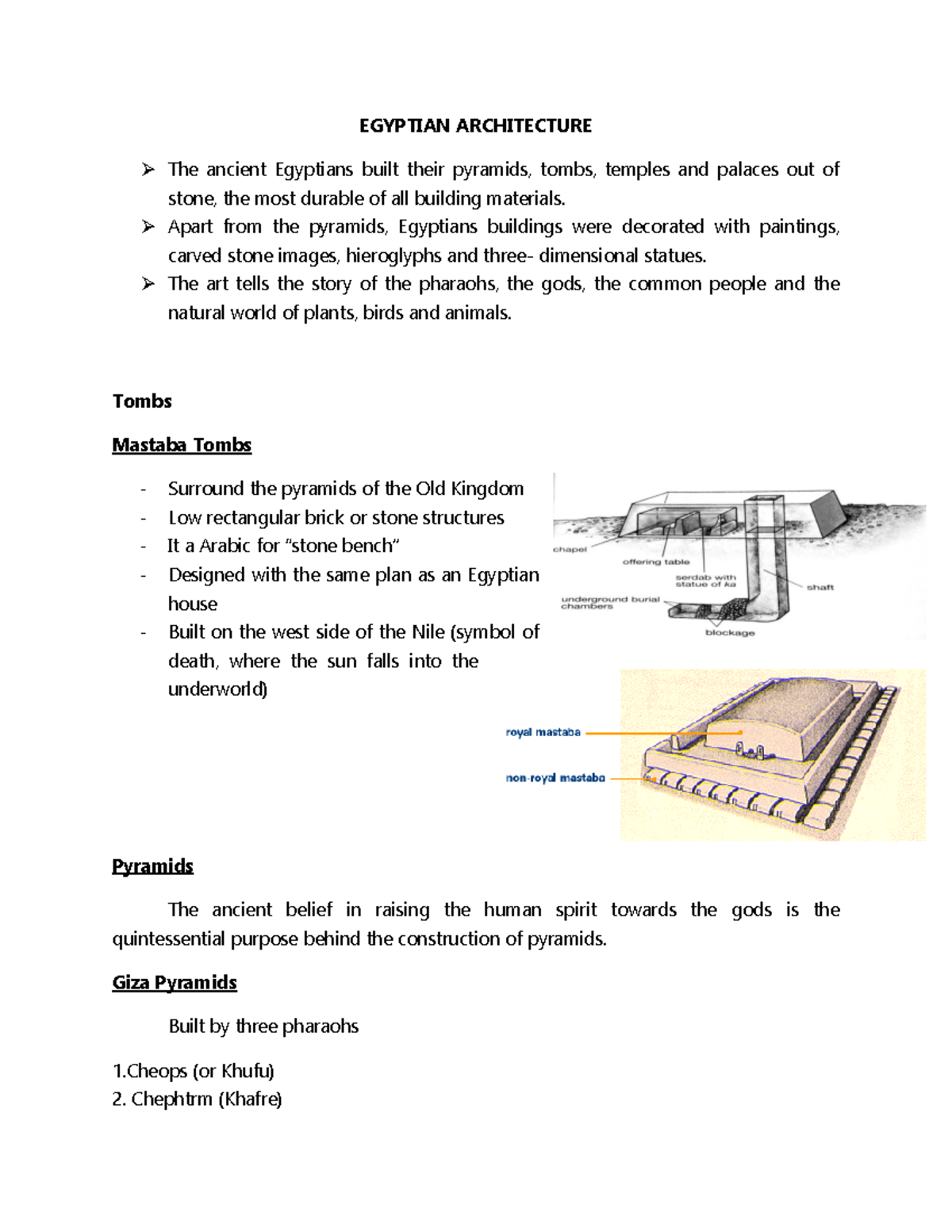 Egyptian Architecture ( MAPEH-9) - EGYPTIAN ARCHITECTURE The ancient ...