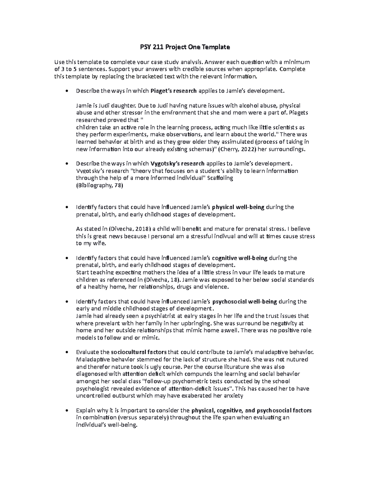 PSY 211 Project One Template RZ - PSY 211 Project One Template Use this template to complete ...