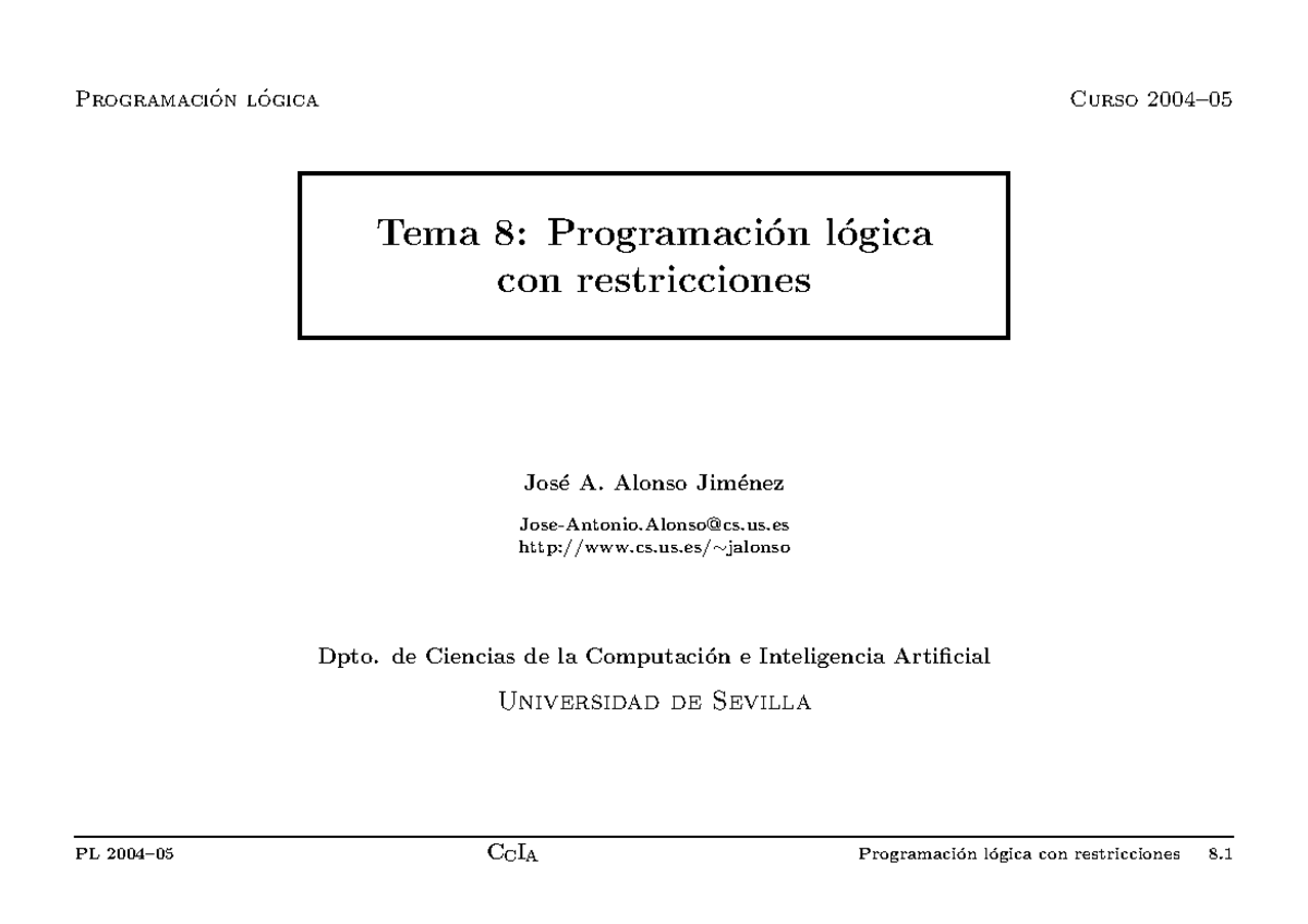 Tema-8 - inteligencia artificial - Programaci ́on l ́ogica Curso 2004 ...