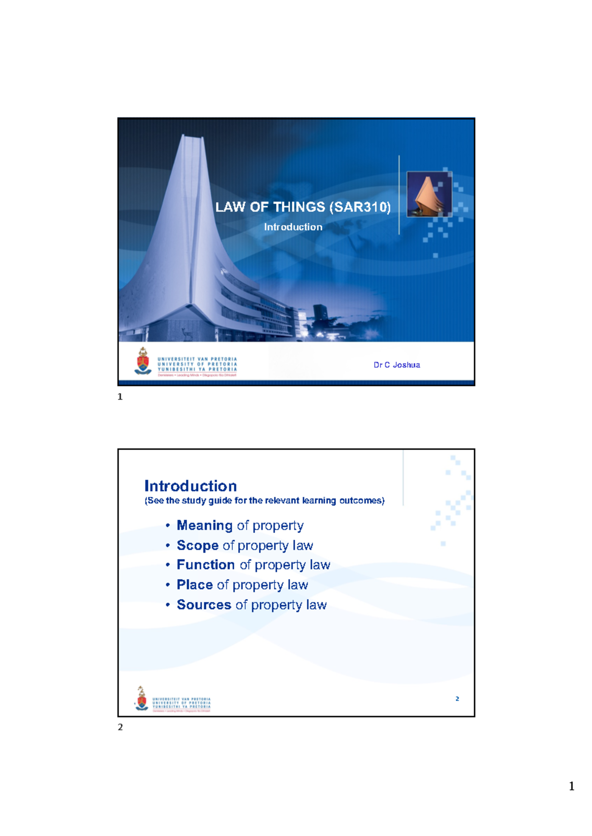 Introduction to the law of property Meaning, function, place, scope and ...