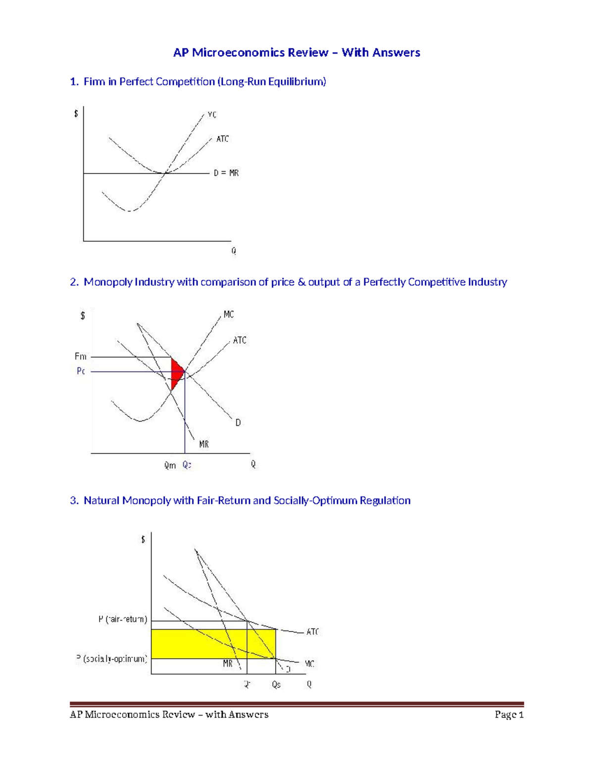 AP Micro EXAM Review Sheet with Answers - AP Microeconomics Review ...