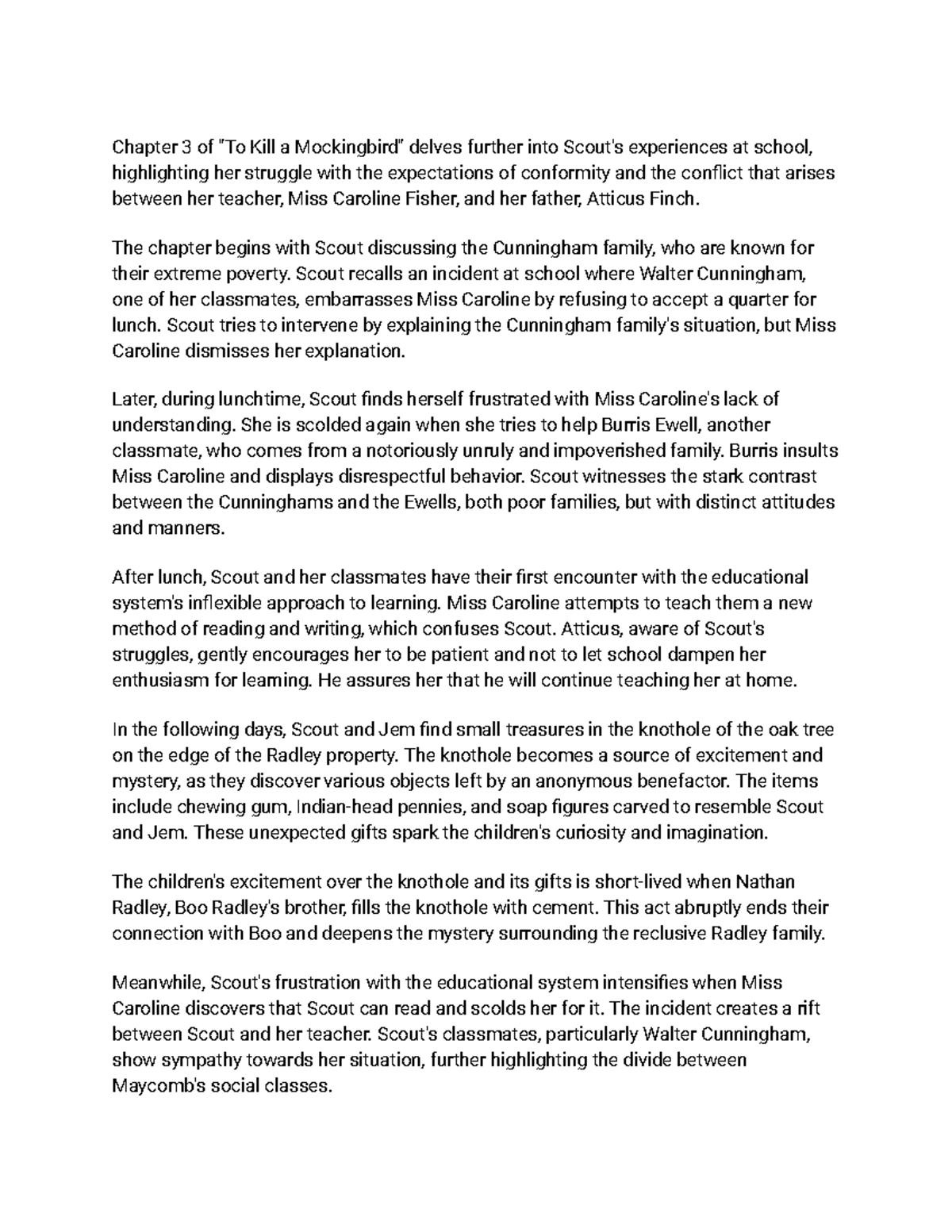 Chapter 3 - Chapter 3 of "To Kill a Mockingbird" delves further into ...