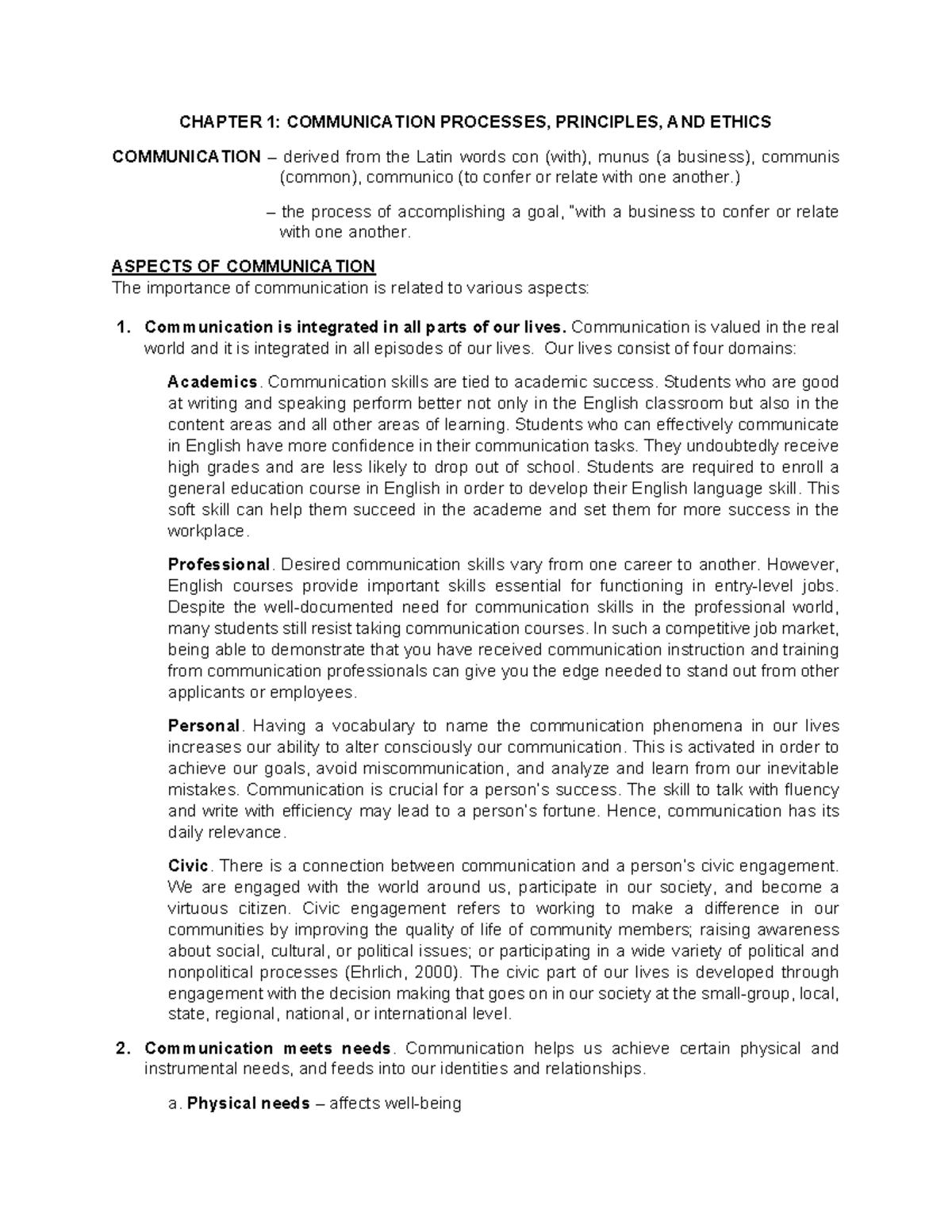 Pur Comm Handout 1 Chapter 1 pdf - CHAPTER 1: COMMUNICATION PROCESSES ...