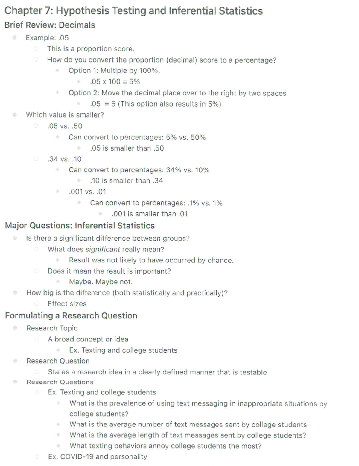 Psy-50, Chapter 7 - Hypothesis Testing and Inferential Statistics - PSY ...