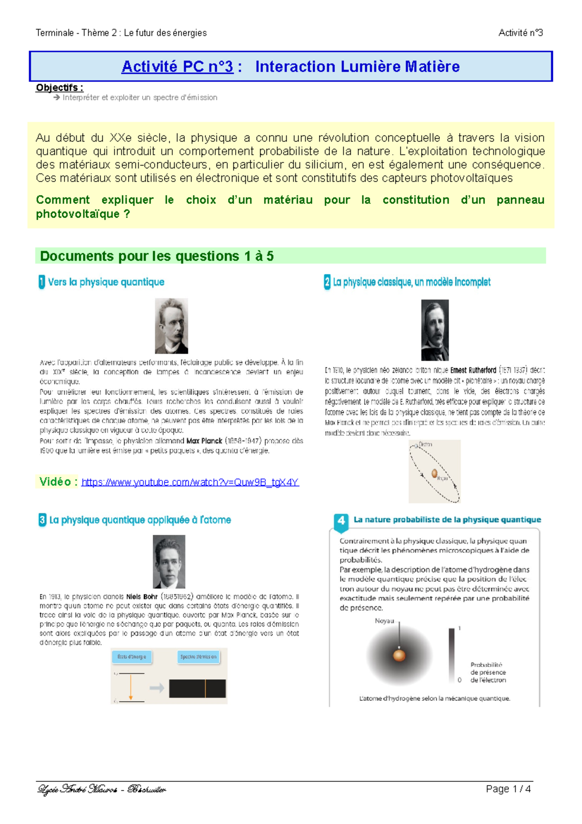 Act 3 Interaction Lumière Matière - Activité PC n°3 : Interaction ...