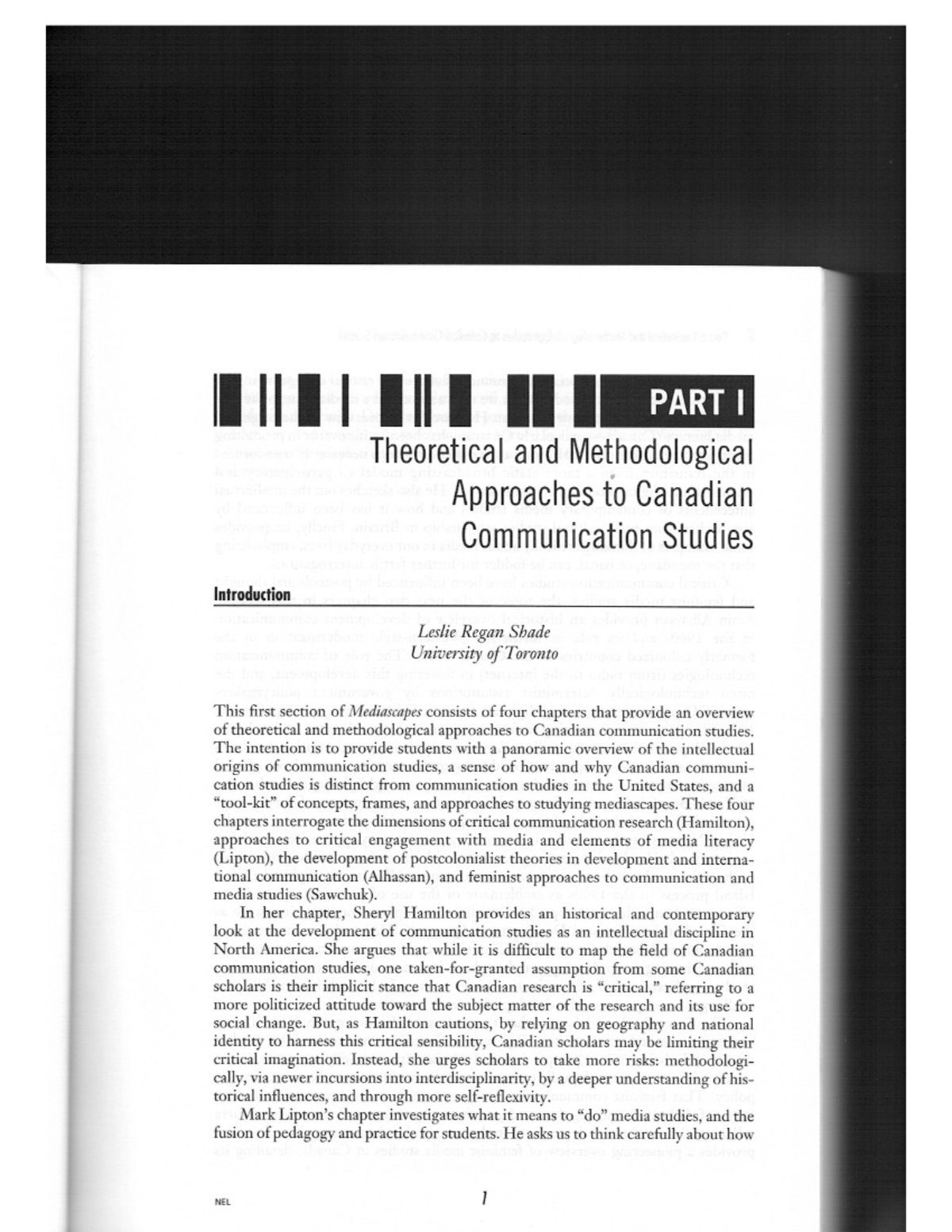 Lesson 1 - Shade, L. (2014 ). Theoretical and methodological approaches ...